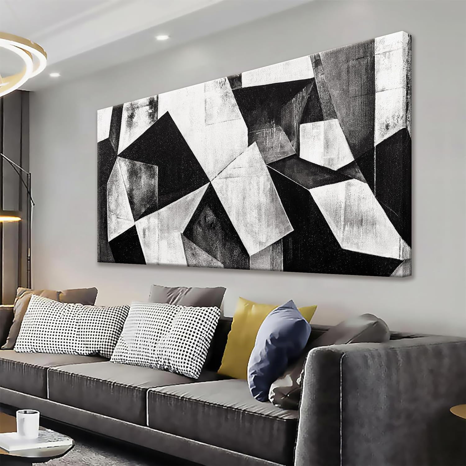 Aaheei Canvas Art Wall Decor Color Block Line Art Prints Black And ...