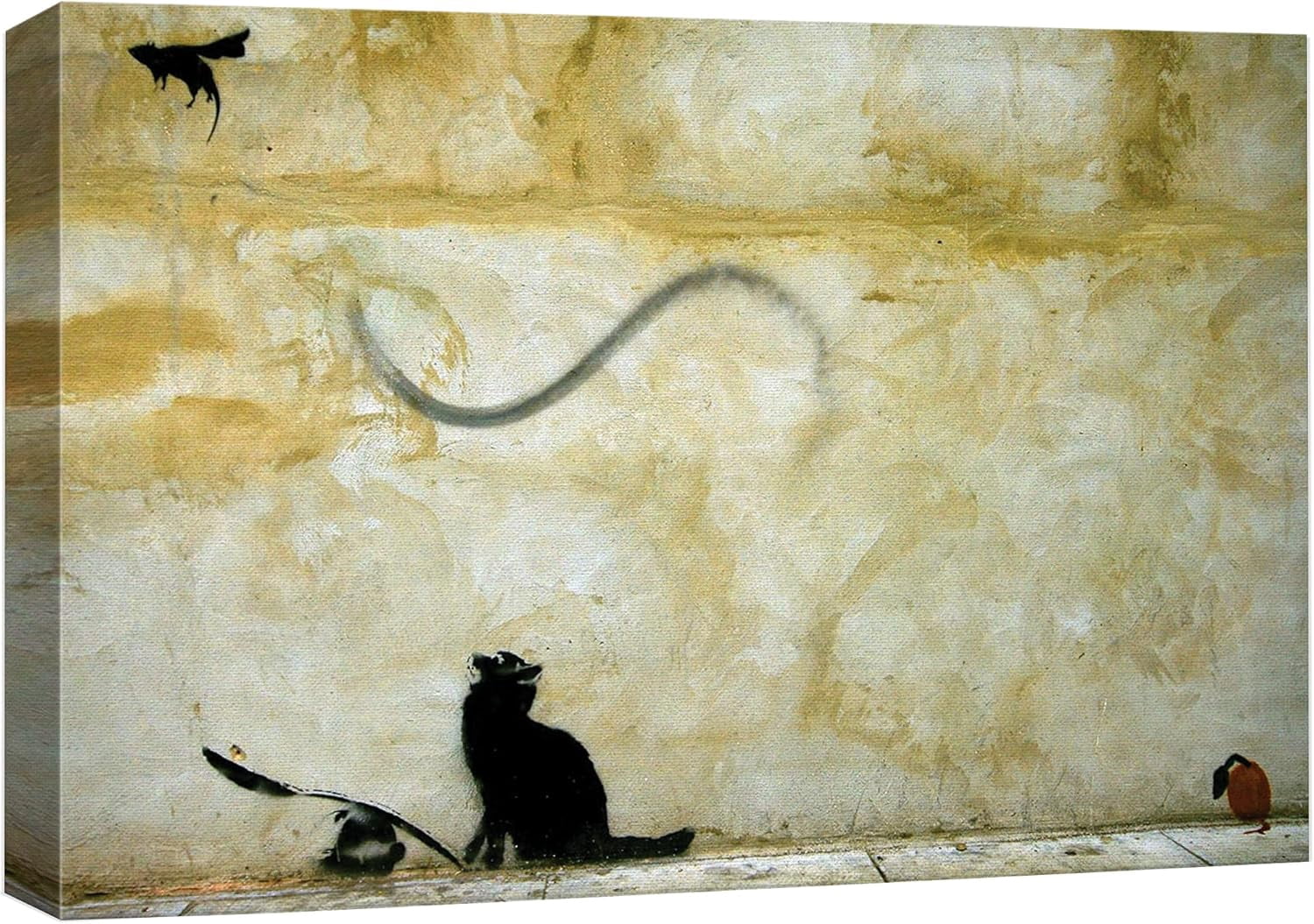Aaheei Canvas Print Wall Art Banksy Cat and Flying Superhero Mouse ...