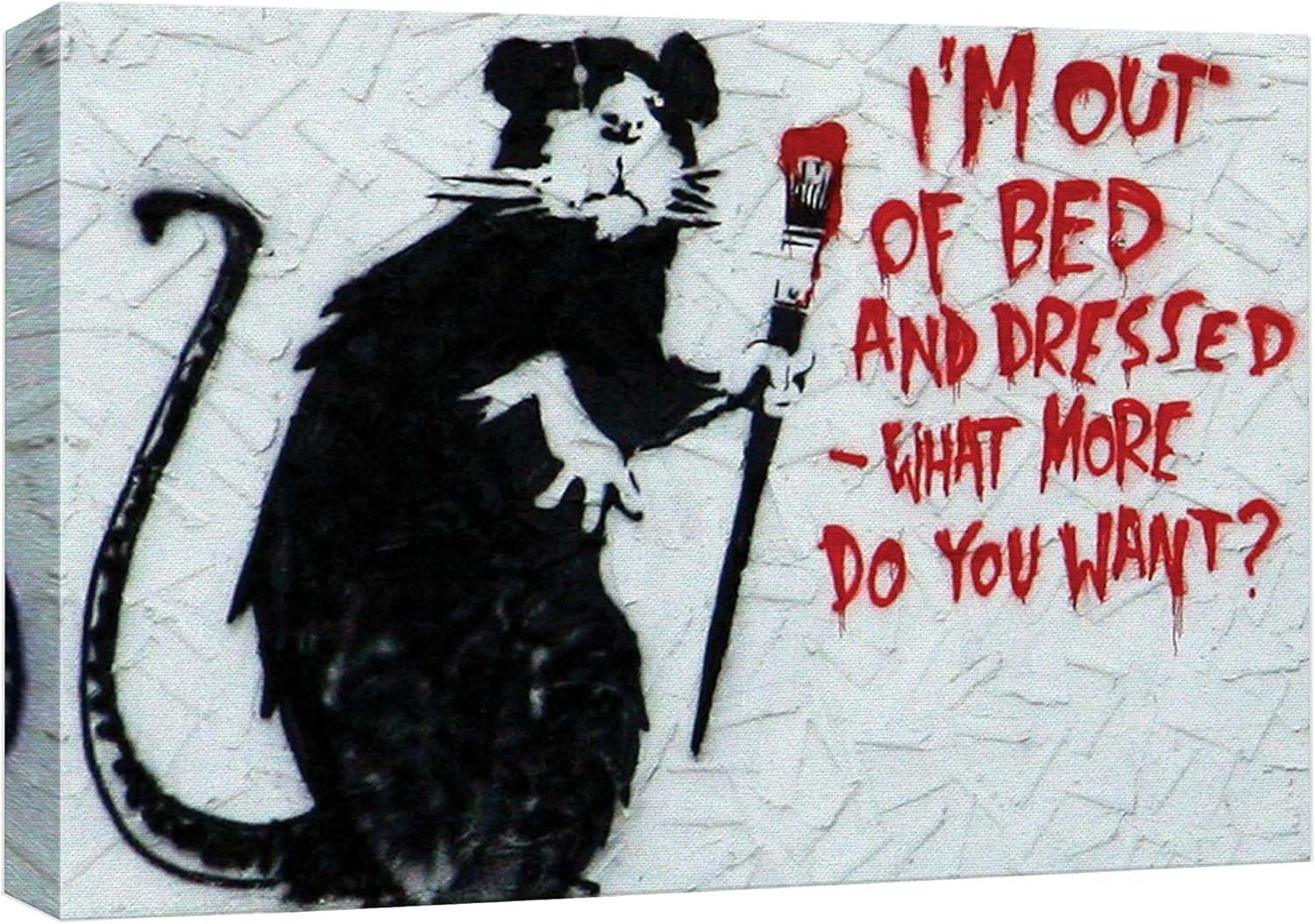 Aaheei Canvas Print Wall Art Banksy Rat with Red Paintbrush Graffiti ...