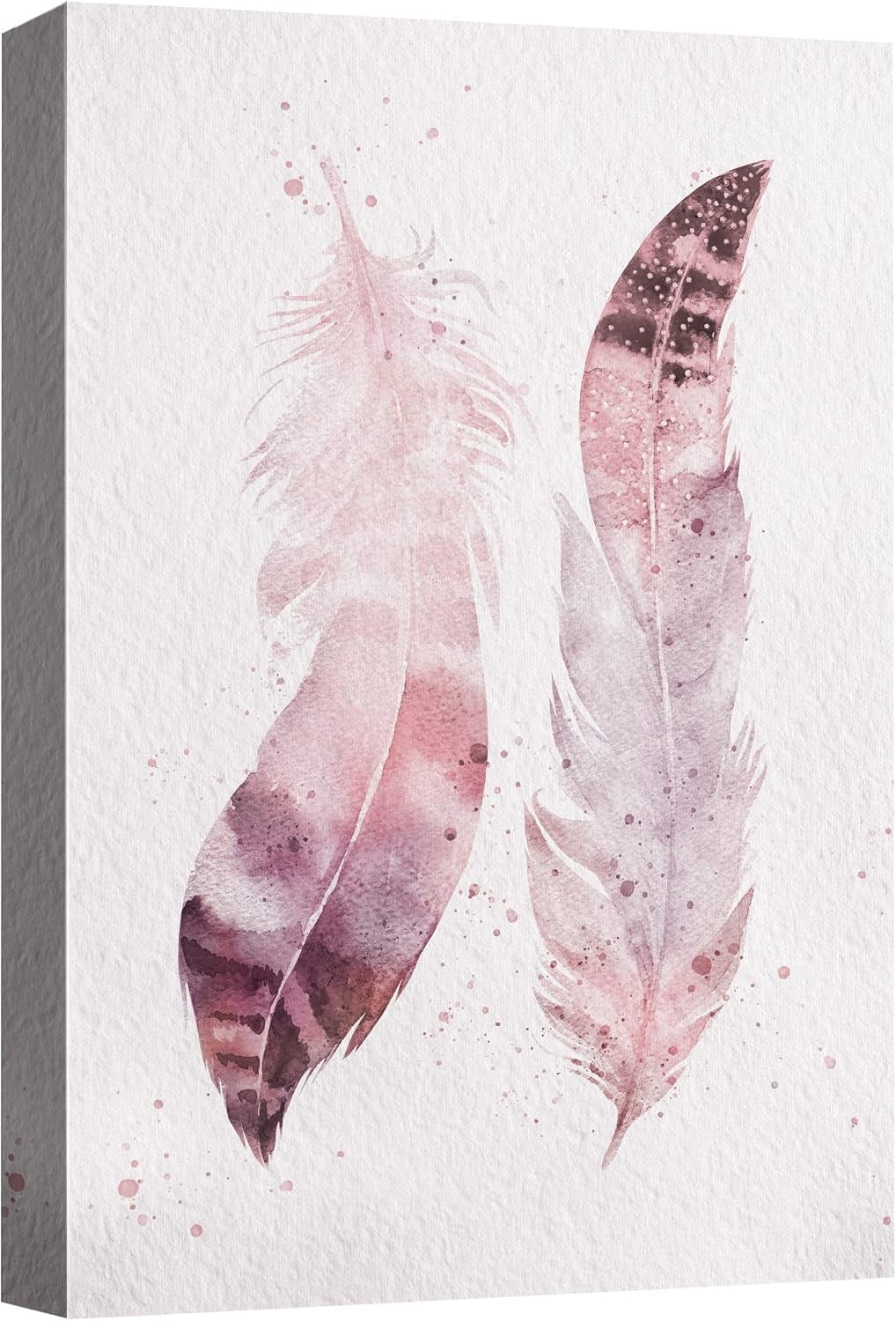 Aaheei Canvas Print Wall Art Pink White Watercolor Pastel Bird Feather ...