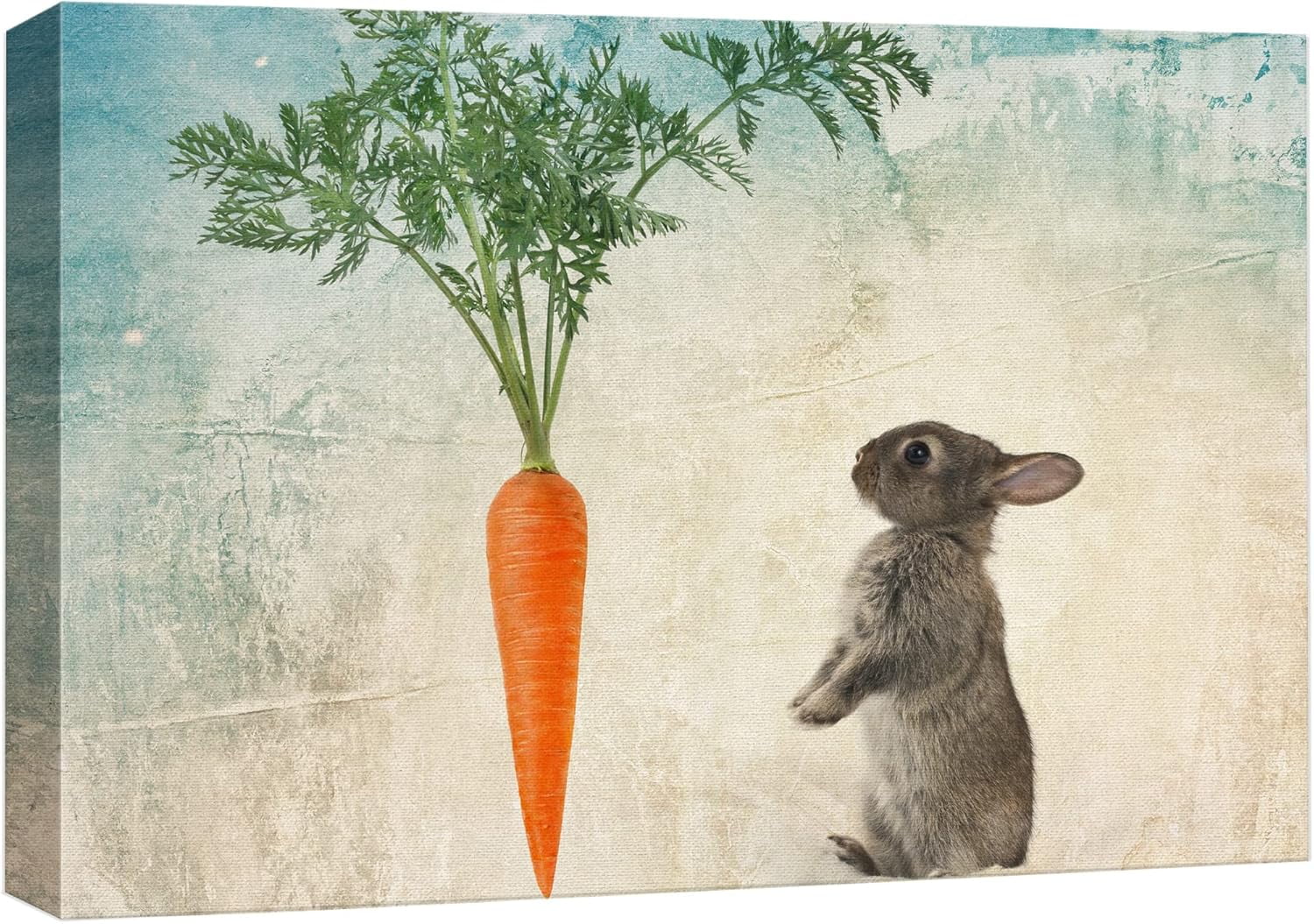 Aaheei Canvas Print Wall Art Rabbit with Carrot on Abstract Blue ...