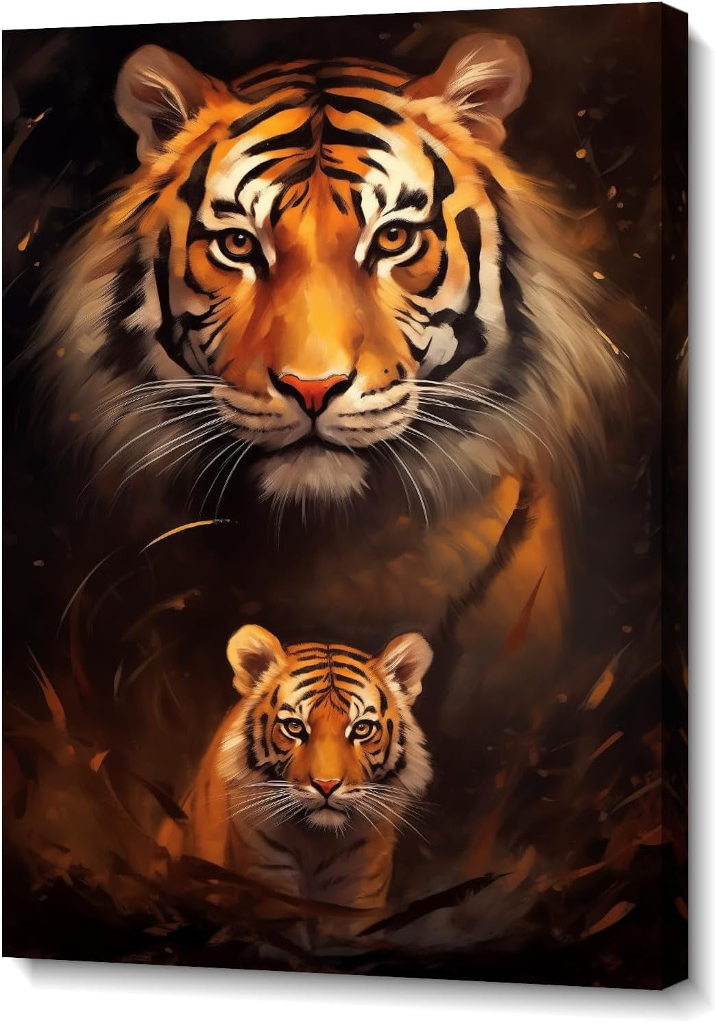 Aaheei Canvas Wall Art Tiger Decor Wild Animal Picture Tiger Mom with ...
