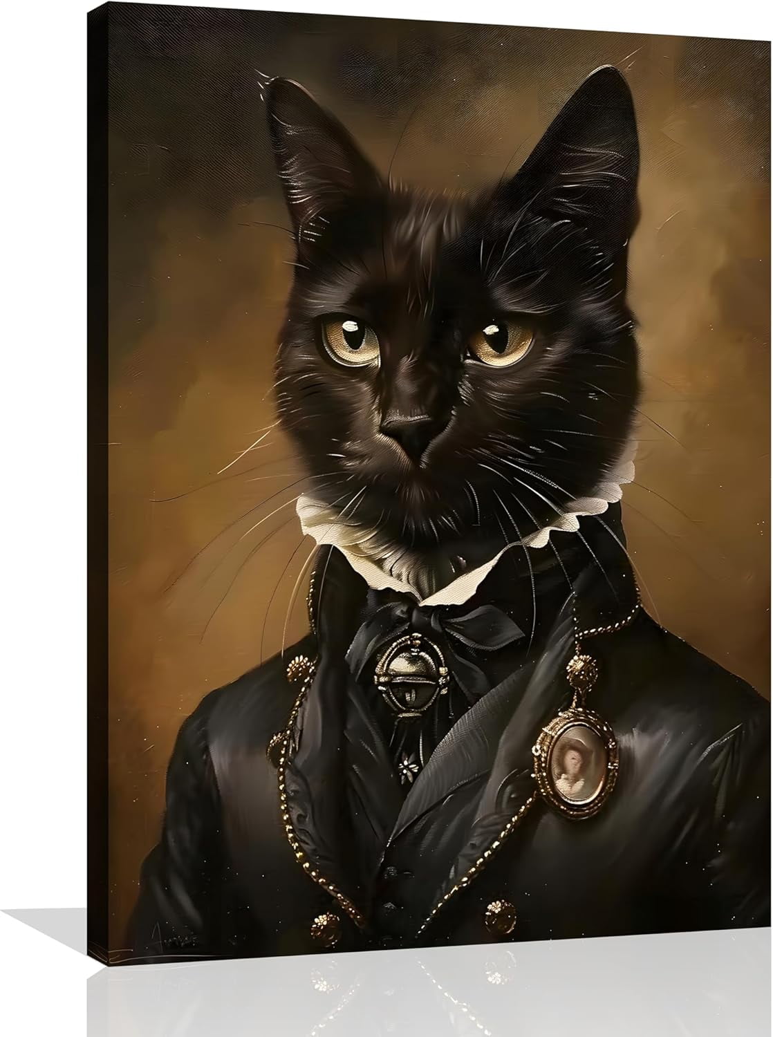 Aaheei Cat Portrait Wall Art Funny Black Cat Poster Gothic Cat Canvas ...