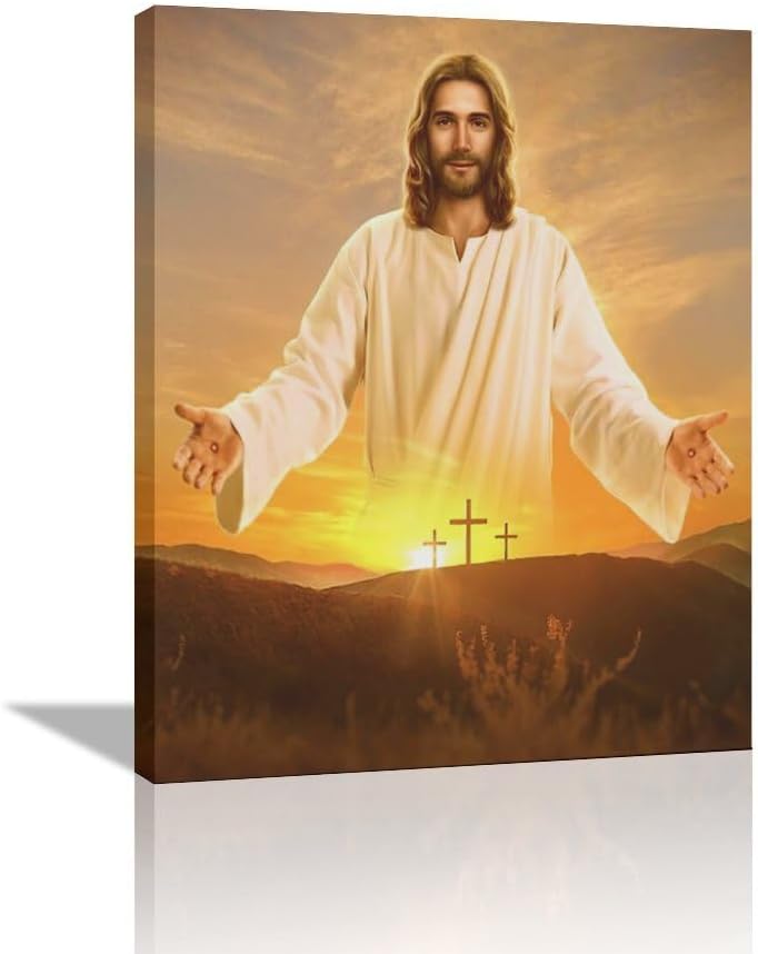 Aaheei Christian Jesus Cross Canvas Wall Art, Religious Poster for ...