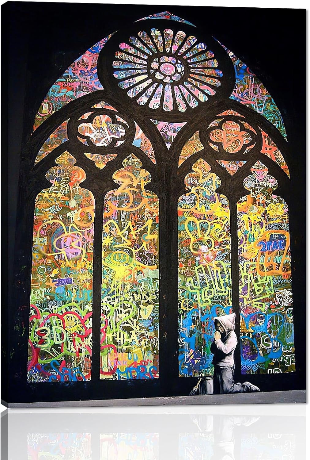 Aaheei Church Graffiti Wall Art Praying Boy In Cathedral Canvas Picture ...