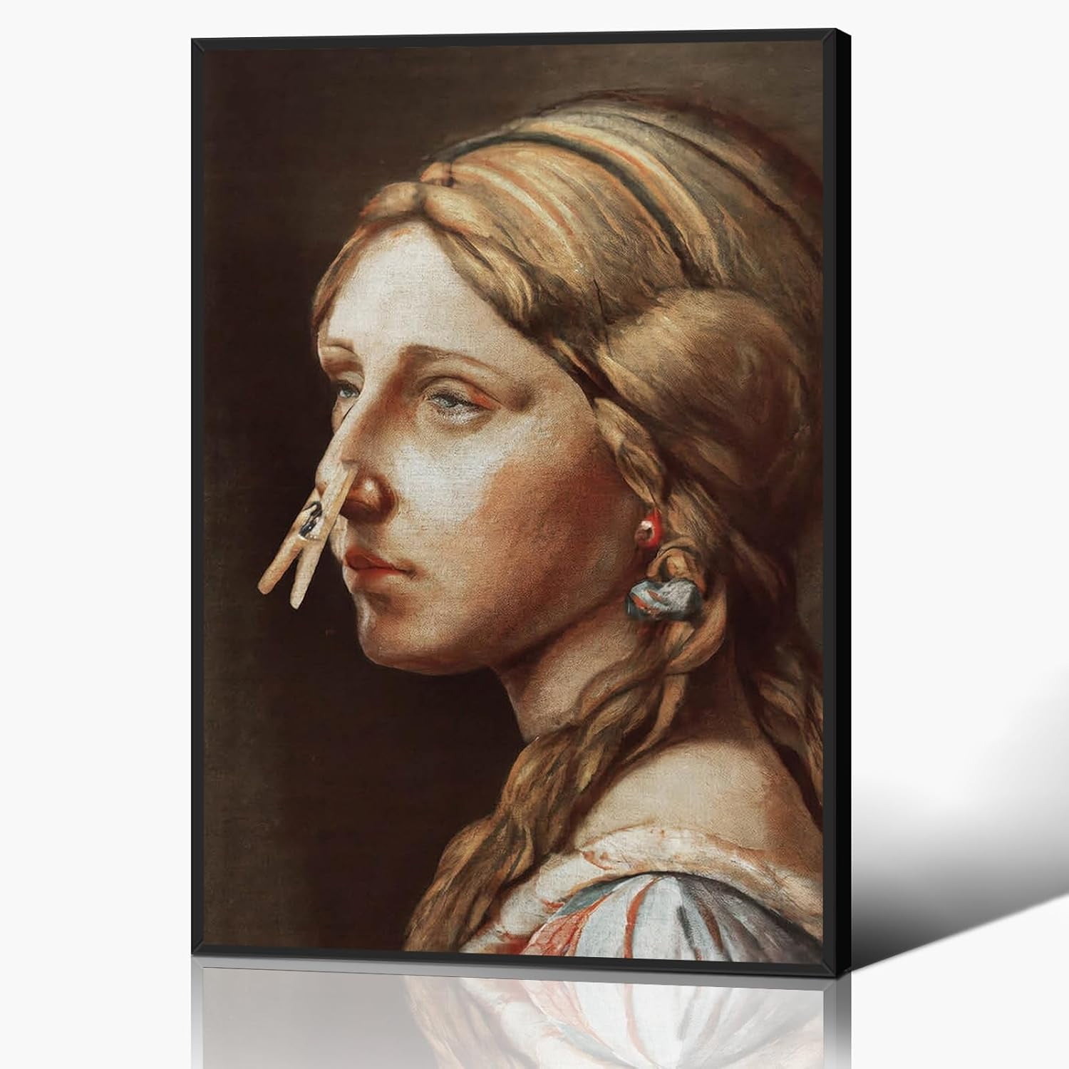 Aaheei Classical Girl with Clothespin Painting Bathroom Canvas Wall Art ...