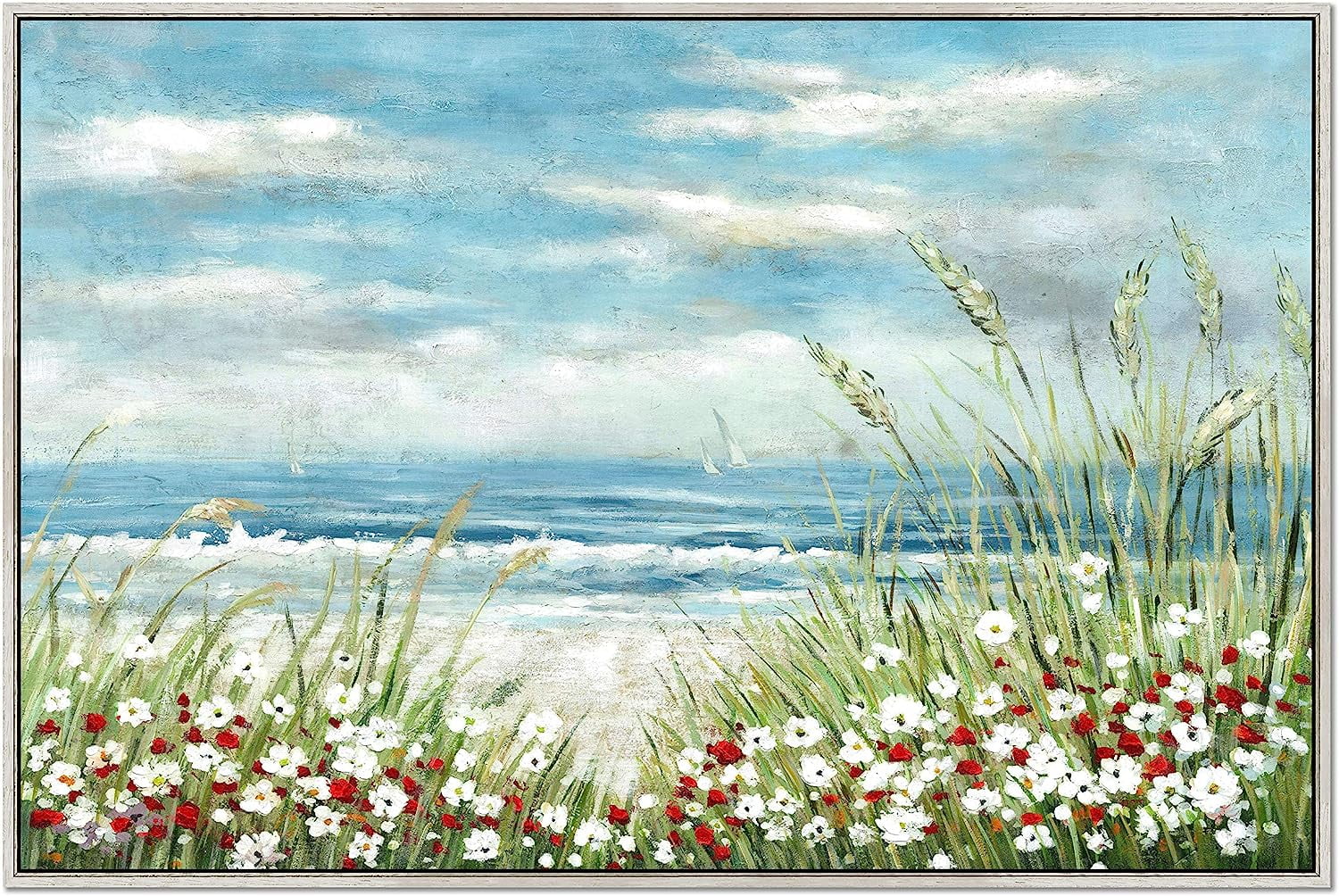 Aaheei Coastal Wall Art Beach Painting Picture Wall Art Hand Painted ...