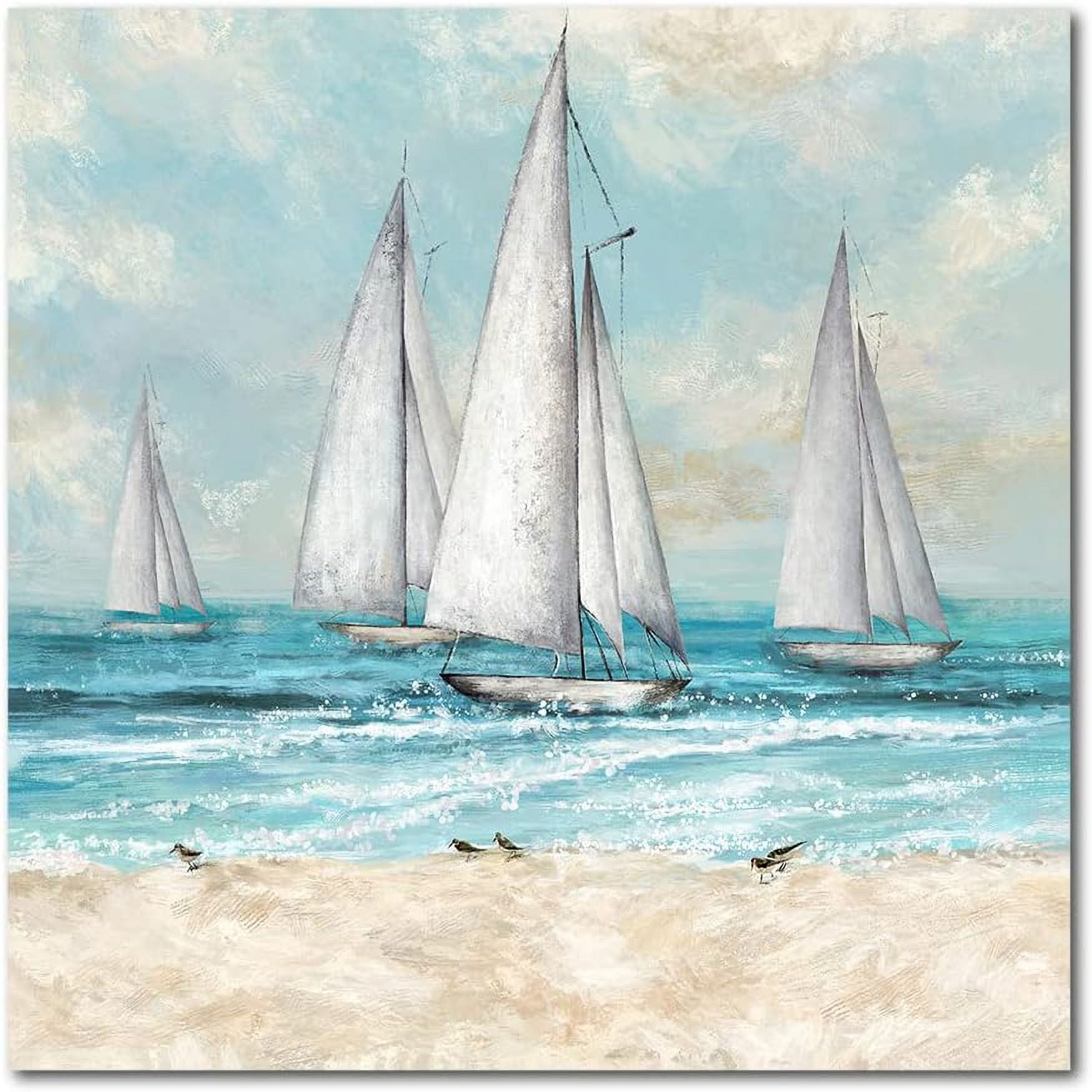 Aaheei Coastal Wall Art Sailing Boat Prints Ocean Pictures for Bathroom ...