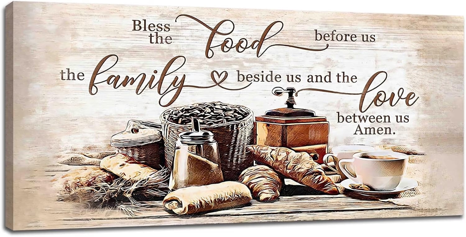 Aaheei Coffee Wall Art Christian Coffee Wall Art Bless The Food Wall ...