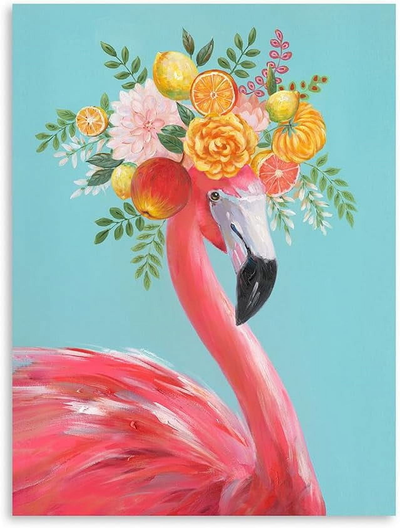 Aaheei Colorful Flamingo Canvas Wall Art - Vibrant Bird Decor Teal Pink ...