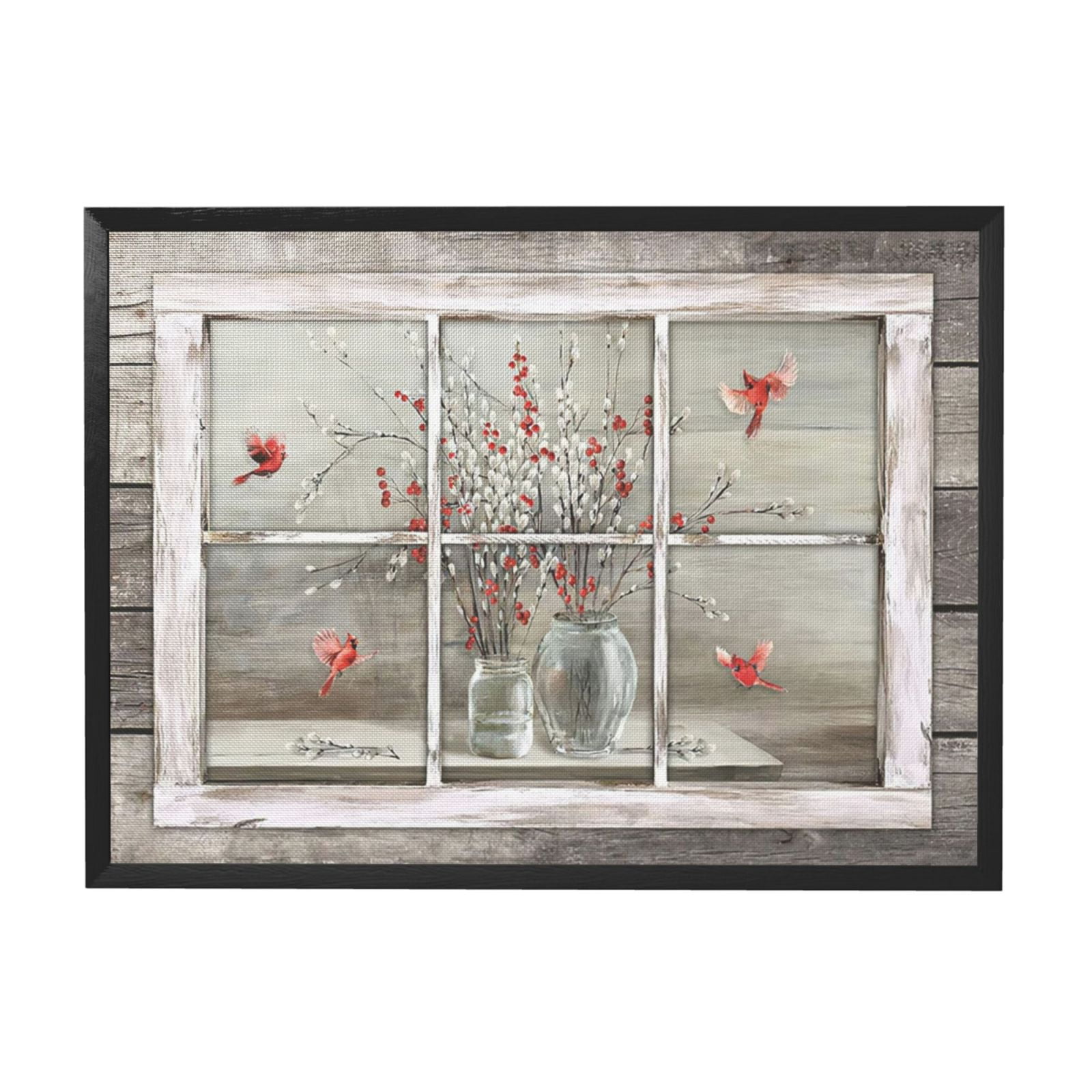 Aaheei Elegant! Cardinal and Floral Window Art, Ideal for Rustic Home ...