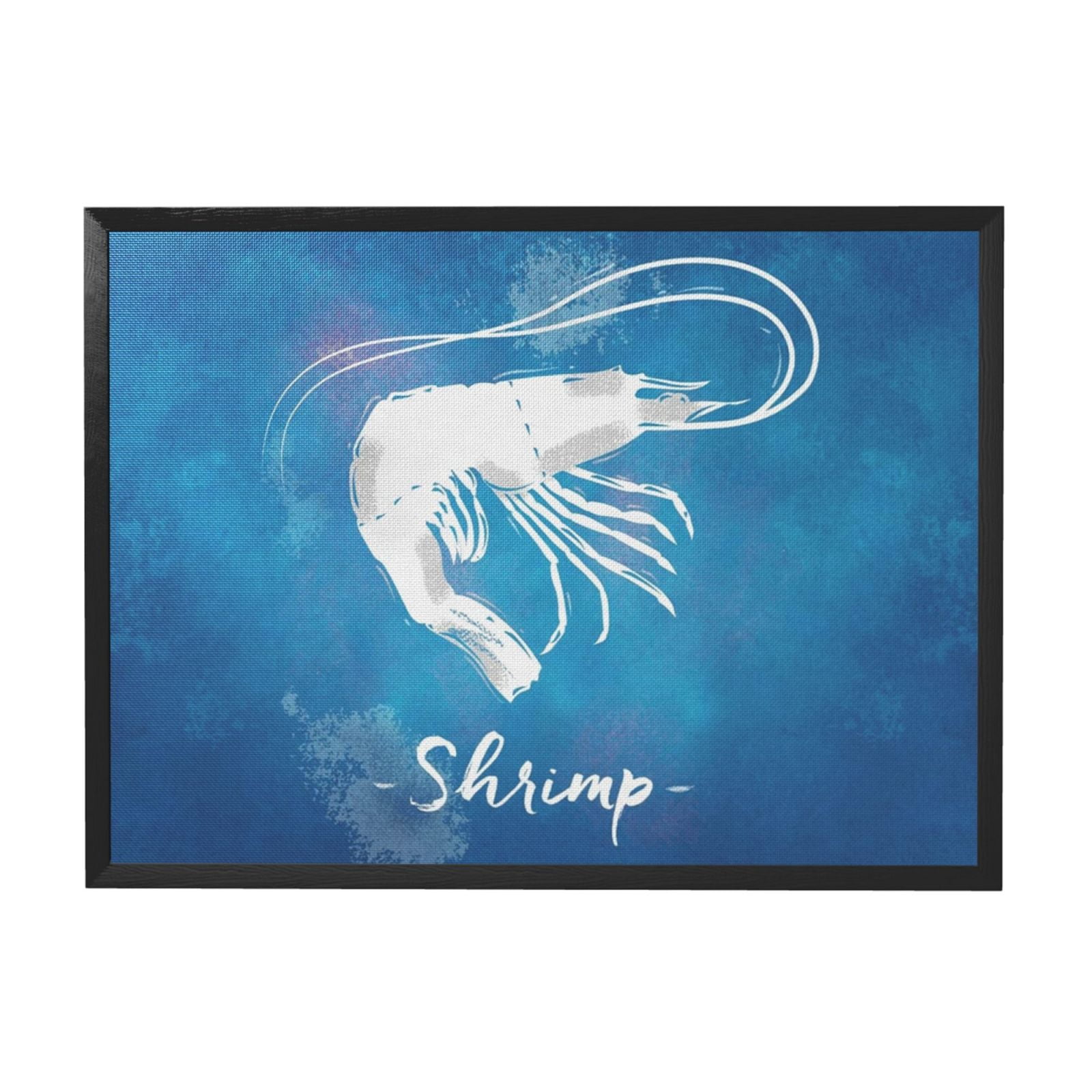 Aaheei Elegant! Minimalist shrimp artwork on a blue background. Ideal ...