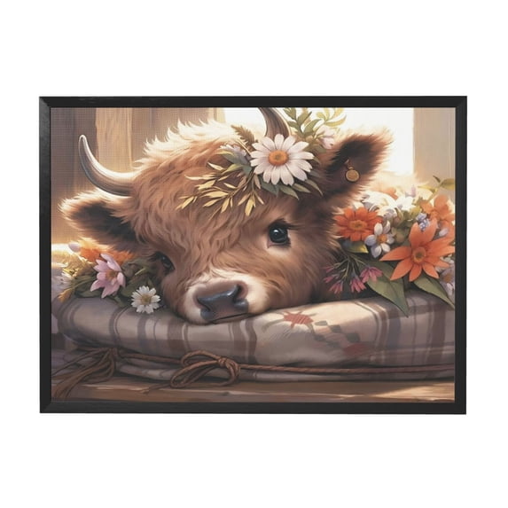 Aaheei Floral Highland Calf Art (Black Plastic Frame) – Whimsy Core ...