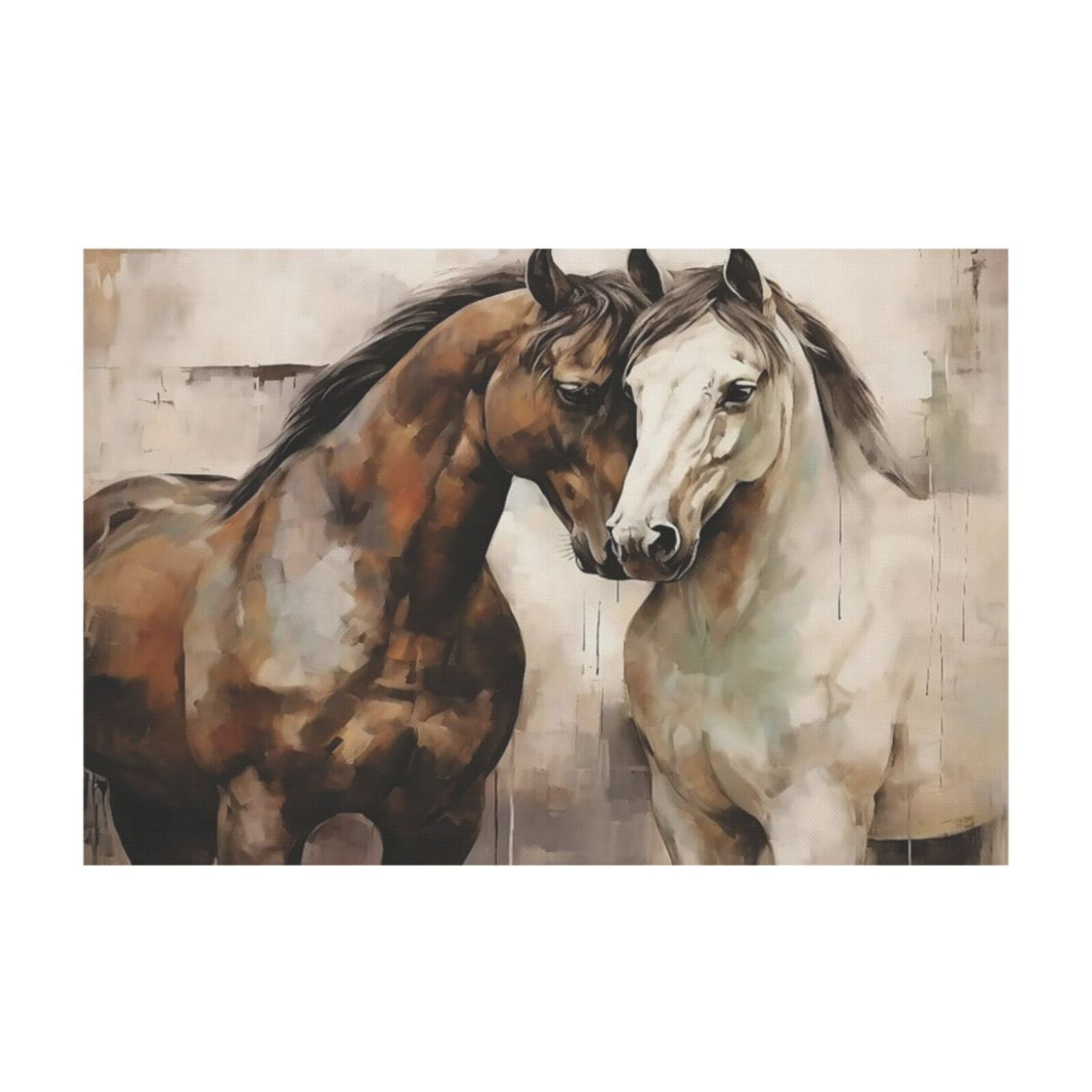 Aaheei – No Framed Dual Horses Oil-Style Canvas Art (Rolled in Plastic ...