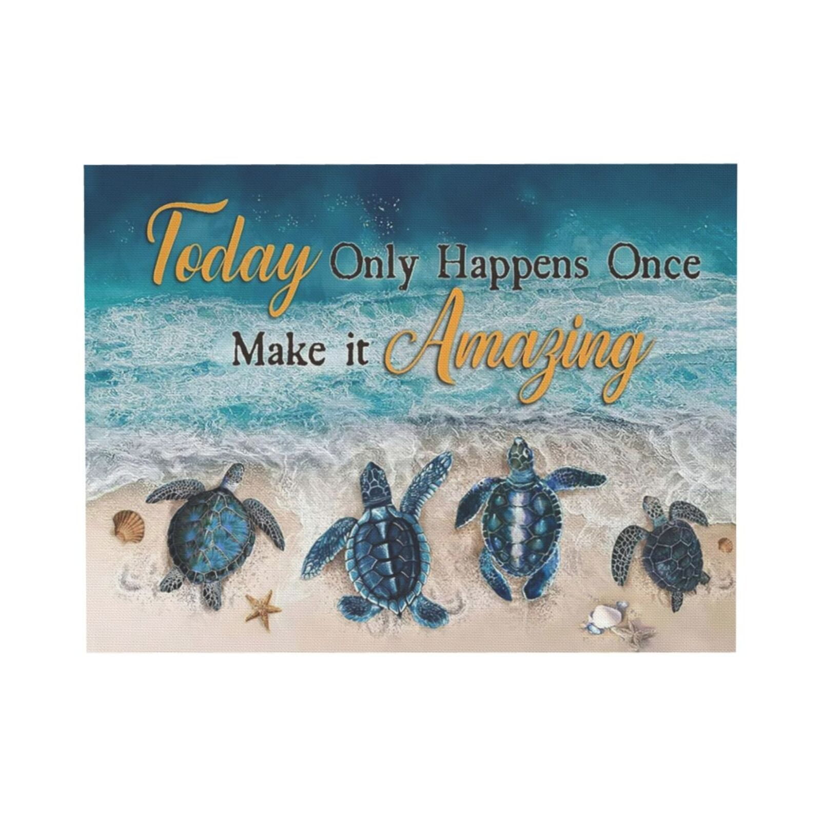 Aaheei – No Framed Sea Turtle Motivational Canvas Art (Rolled in ...