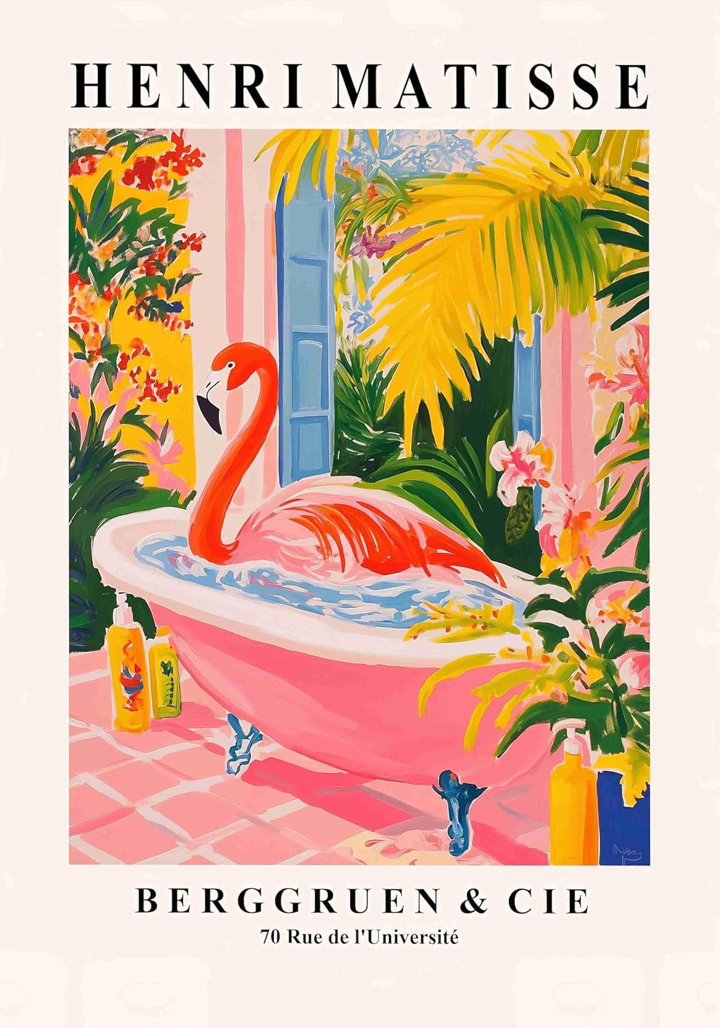 Aaheei Funny Bathroom Wall Art-Flamingo In Bathtub Poster For Kids ...