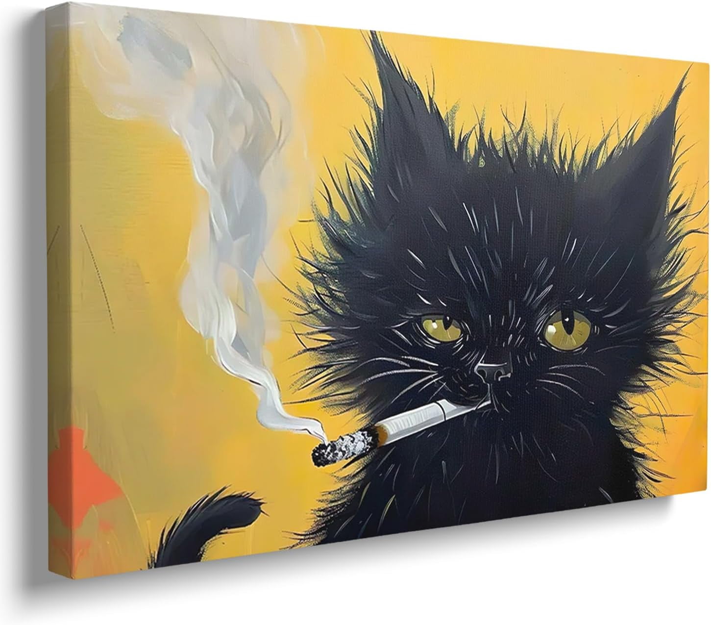 Aaheei Funny Black Cat Smoking a Cigarette Poster Cat Art Print Vintage ...
