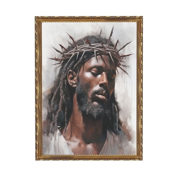 Aaheei Gold Frame African American Jesus Christ Canvas Art – Christian ...