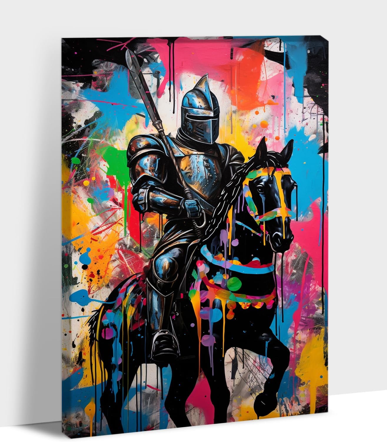 Aaheei Graffiti Knight Canvas Wall Art, Armor of God Knight Graffiti ...