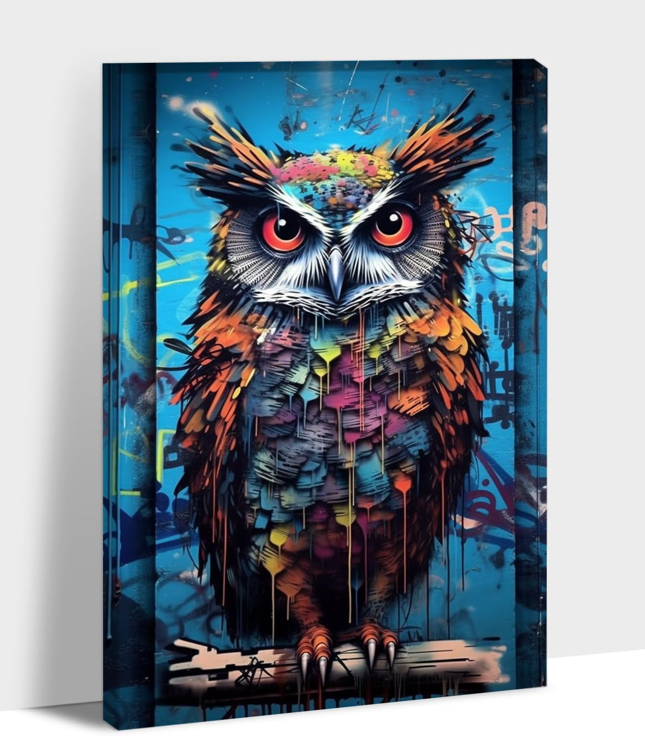 Aaheei Graffiti Owl Canvas Wall Art Print, Vibrant Street Graffiti ...