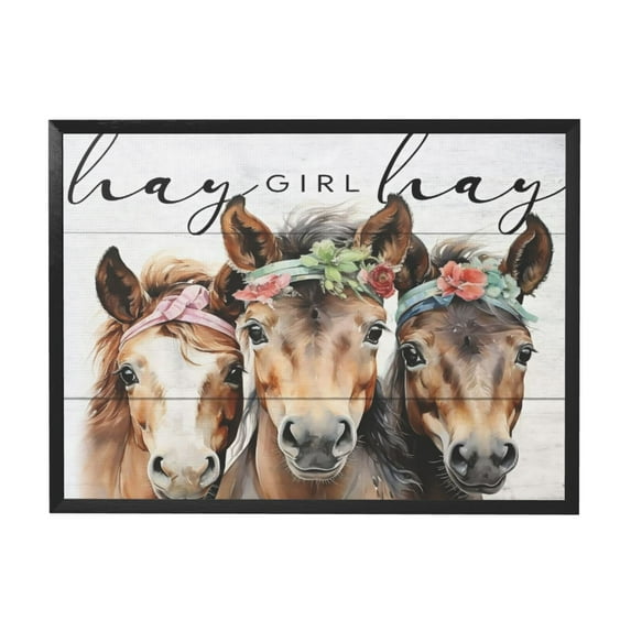 Aaheei – “Hay Girl Hay” Black Frame Horse Canvas Poster – Bold Boho ...