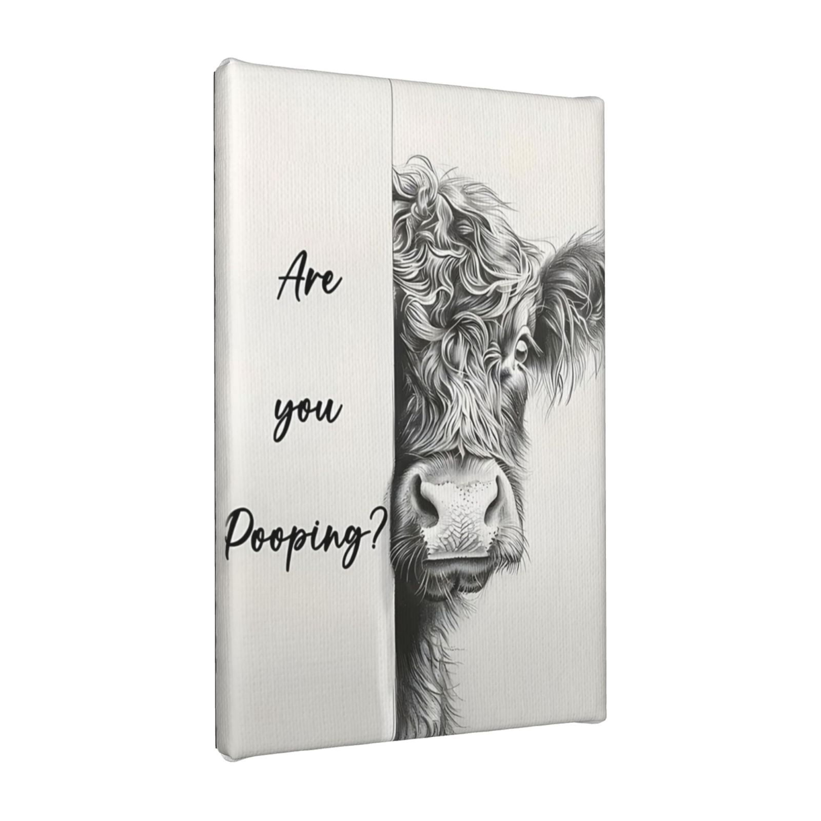 Aaheei – Humorous Highland Cow "Are You Pooping?" Inner Frame Canvas ...