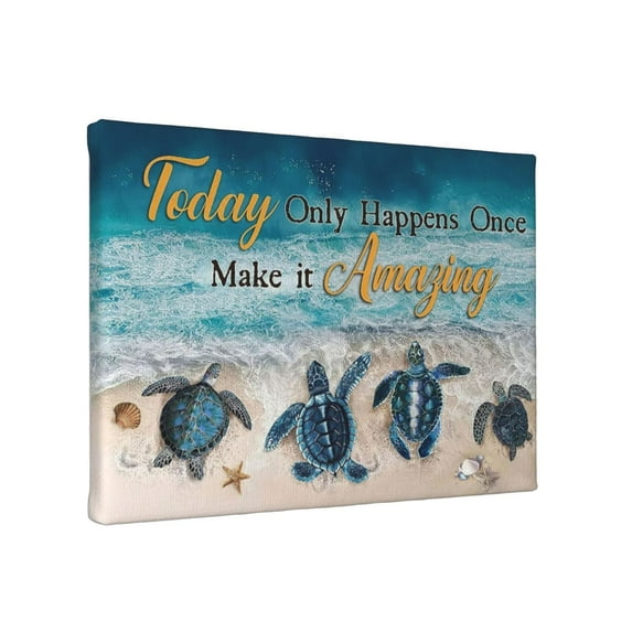 Aaheei – Inner Frame Sea Turtle Motivational Canvas Art – Seamless Taut ...