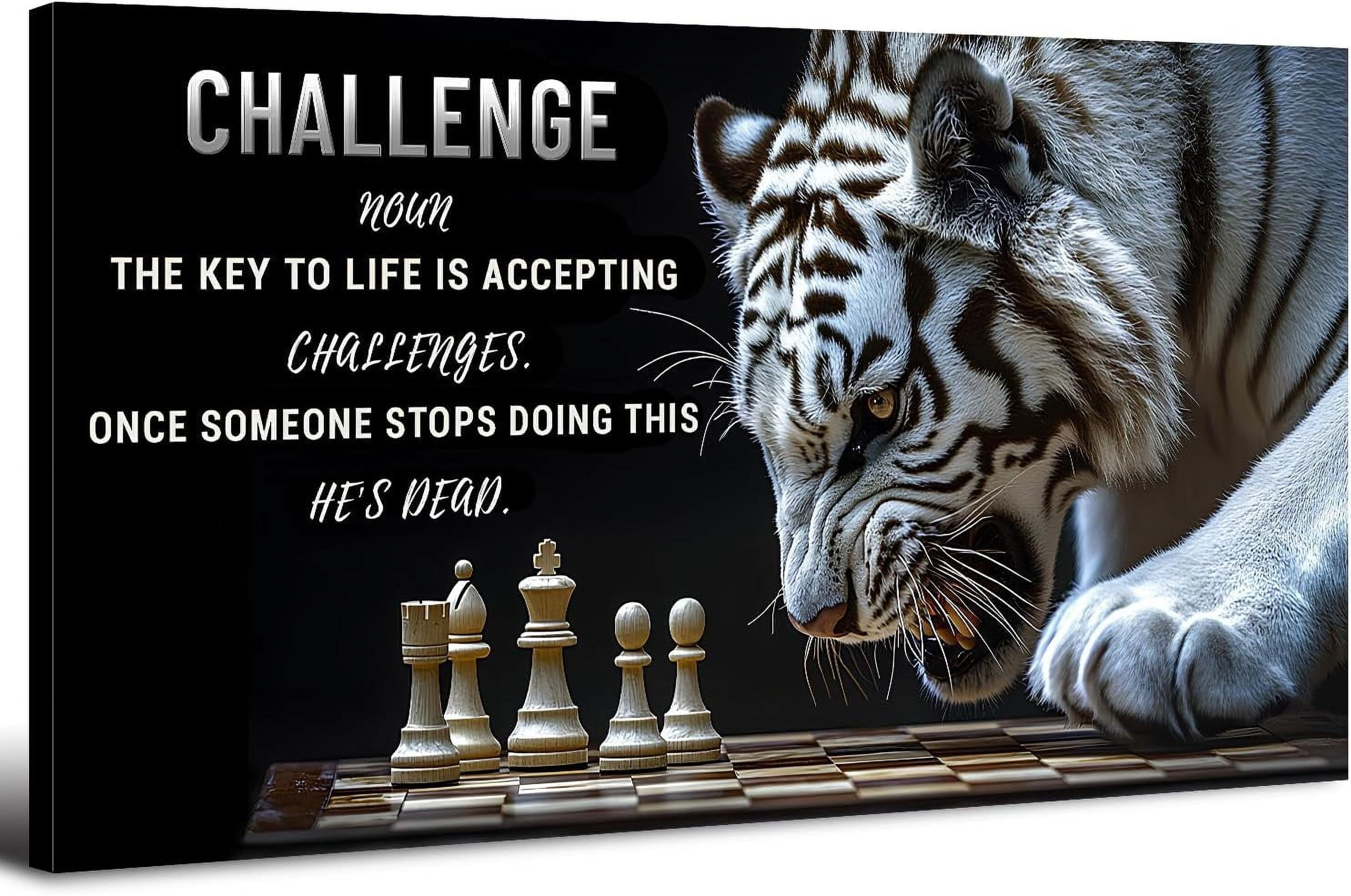 Aaheei Inspirational Wall Art Black and White Picture Wall Decor Tiger Chess Canvas Prints ...