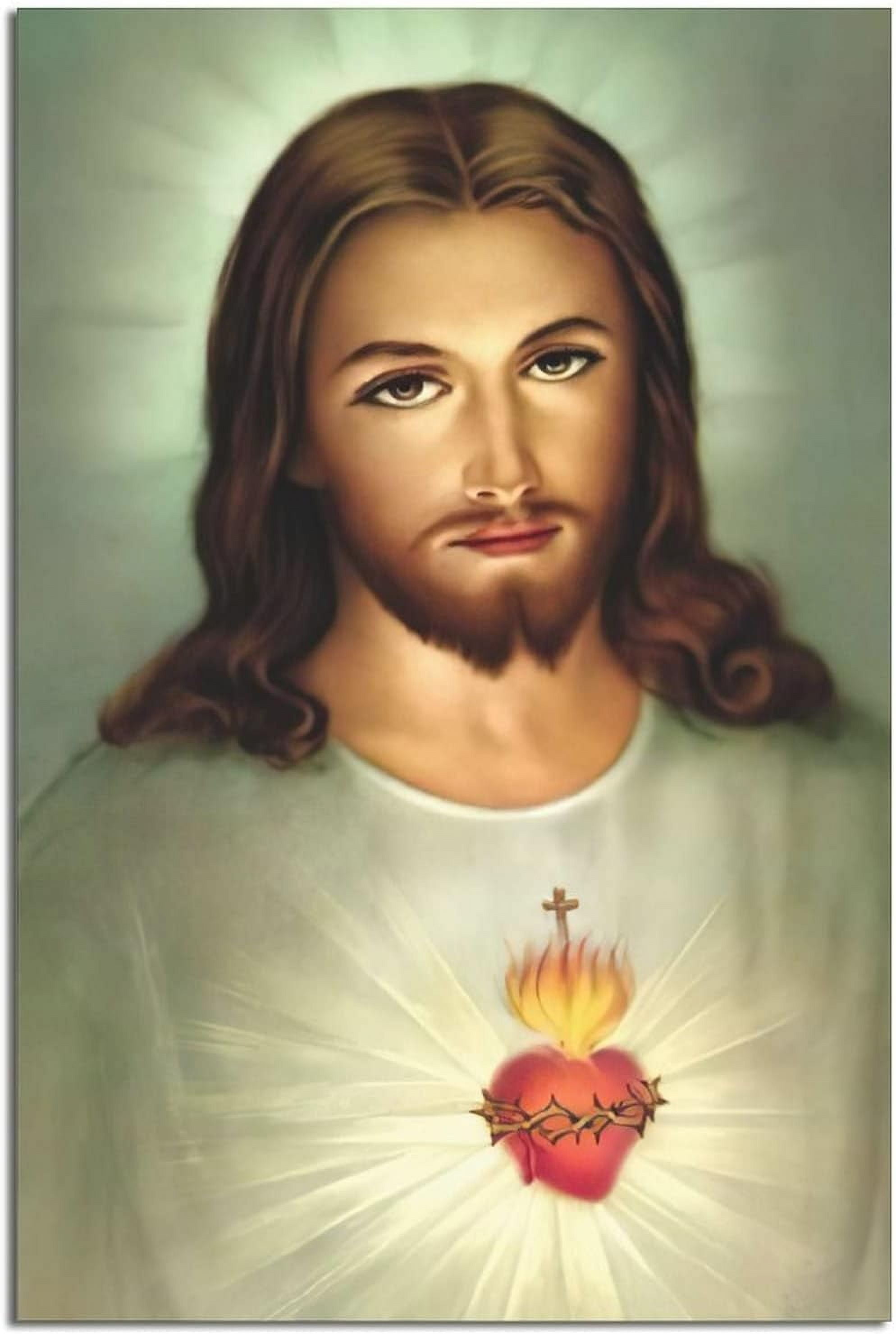 Aaheei Jesus Christ Art Sacred Heart of Jesus Poster Picture Canvas Wall Art Print Home Room ...