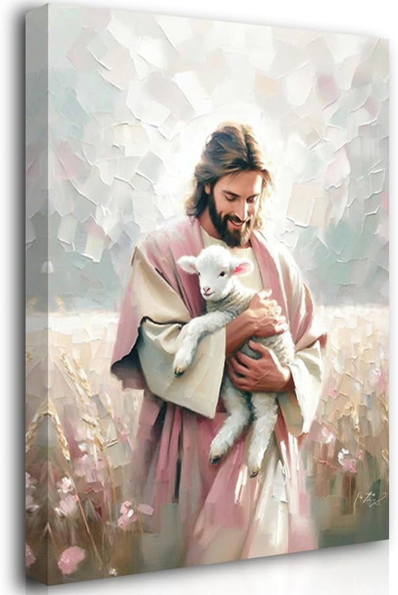 Aaheei Jusus and Lamb Wall Art God Love The Lamb Art Christian Wall Art ...