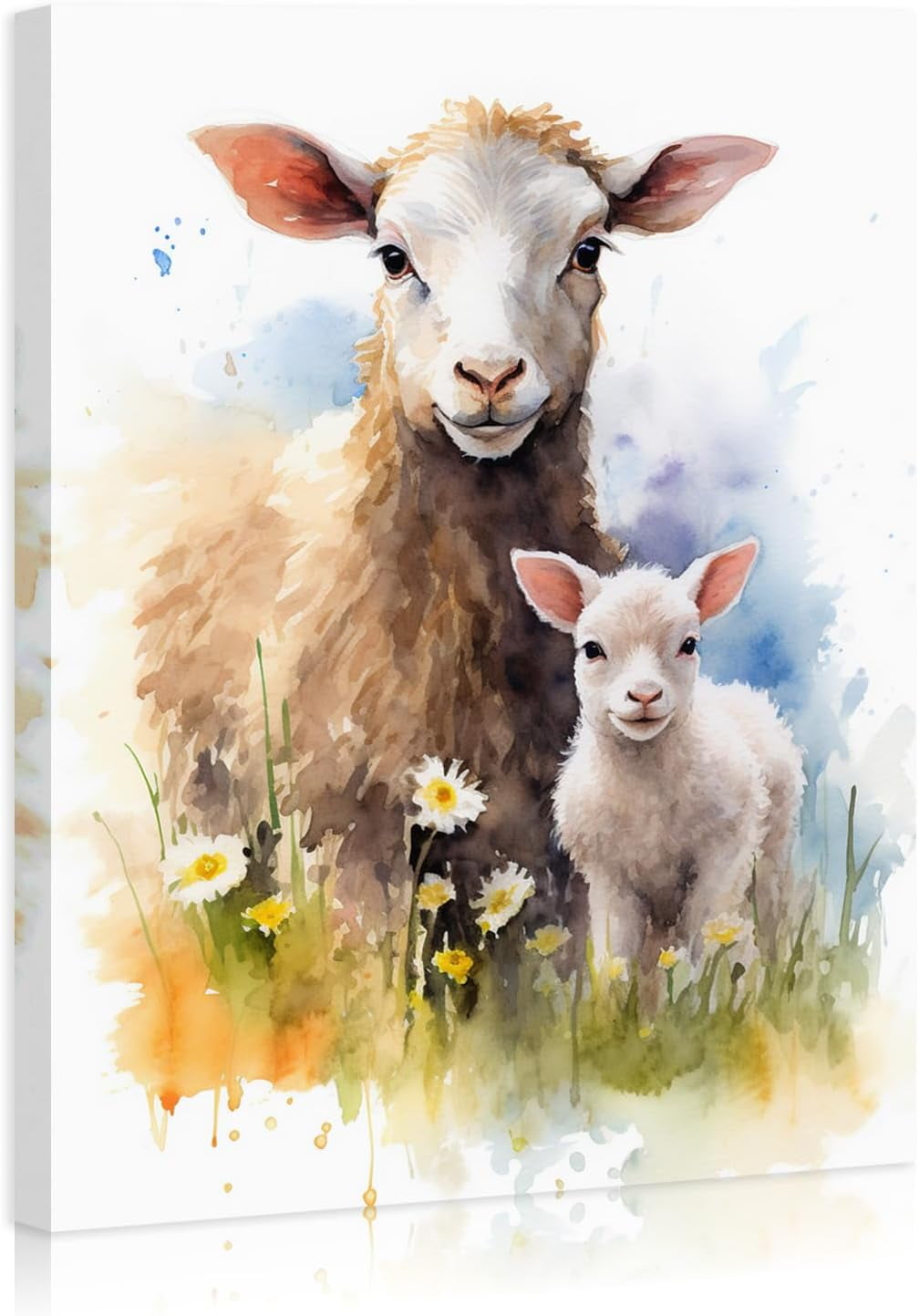 Aaheei Lamb Canvas Prints Farm Animal Wall Art Botanical Daisy Animal ...
