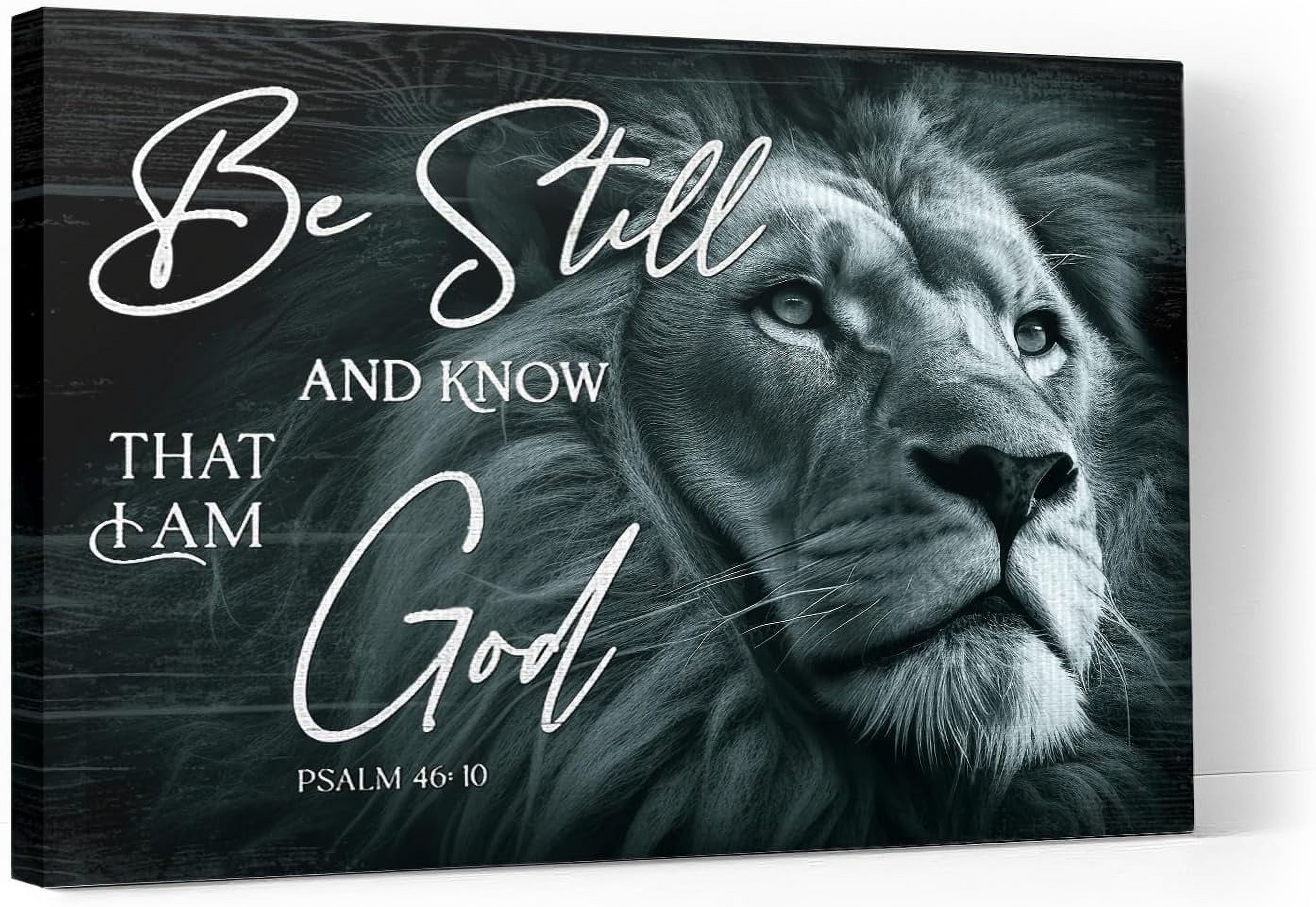 Aaheei Lions And God Canvas Wall Art Inspirational Bible Verse Wall ...