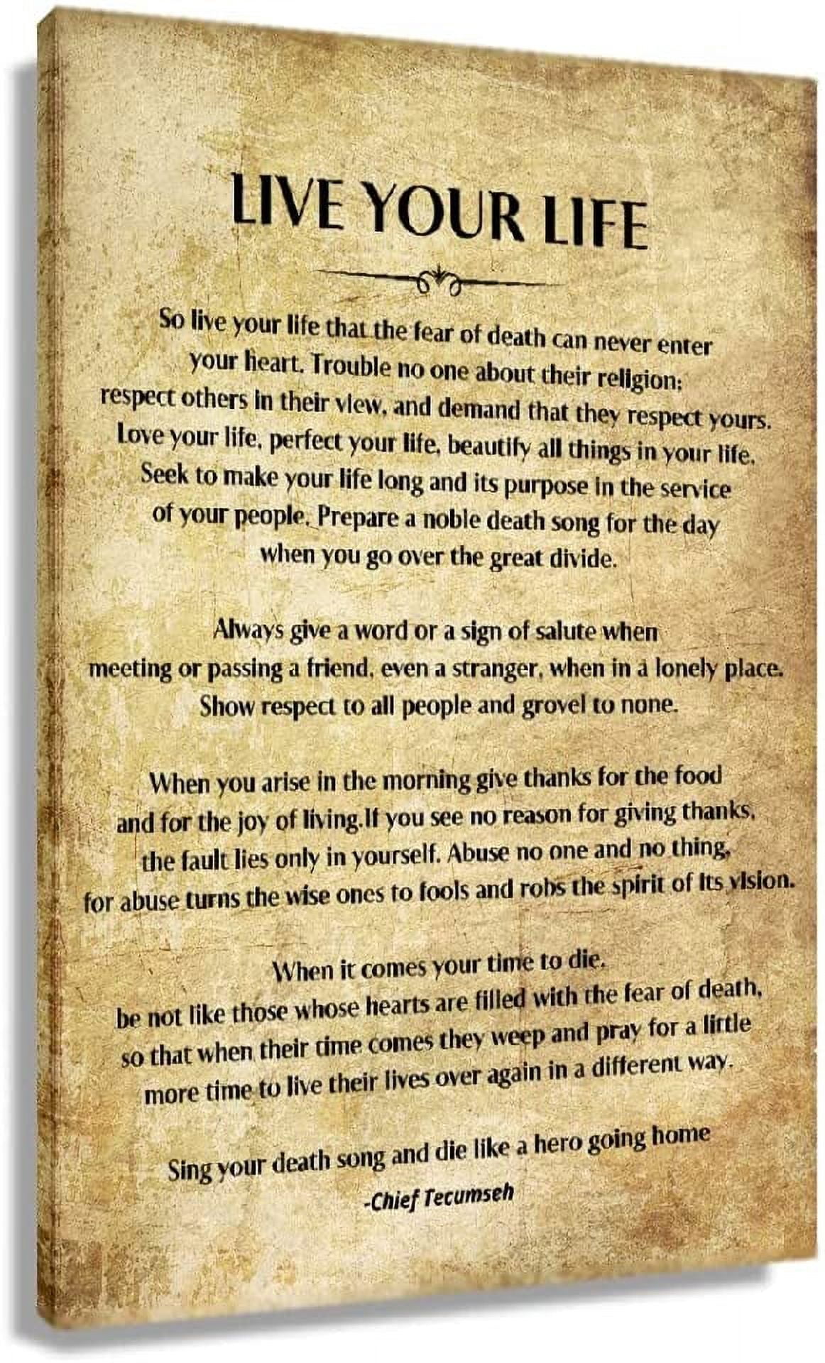 Aaheei Live Your Life Poem Motivational Wall Art Prints Vintage Canvas ...