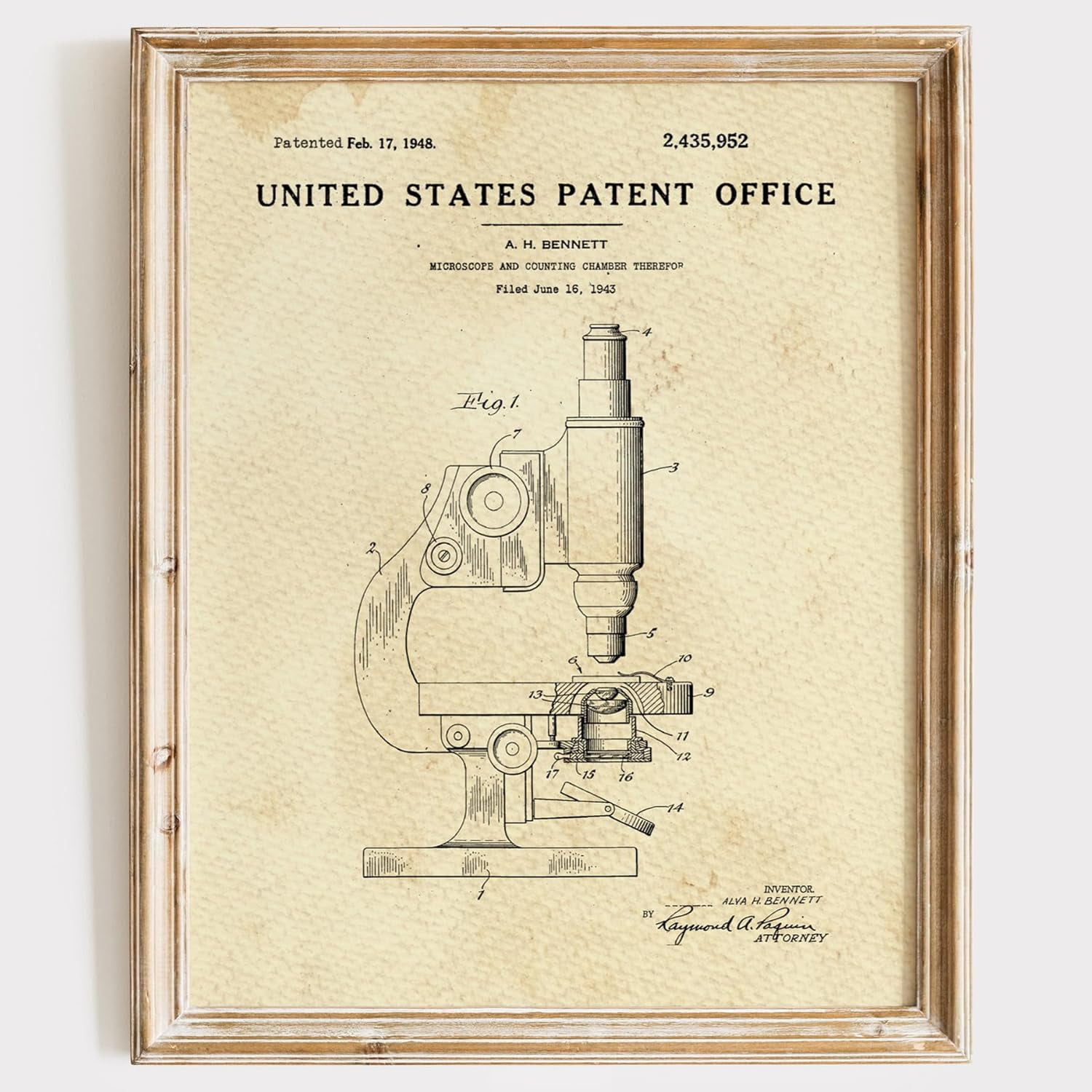Aaheei Microscope Patent Print Wall Art| Modern Wall Décor | Office ...