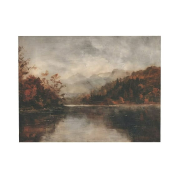 Aaheei – Misty Lake Landscape Canvas Poster Wall Decor – Vintage Nature ...