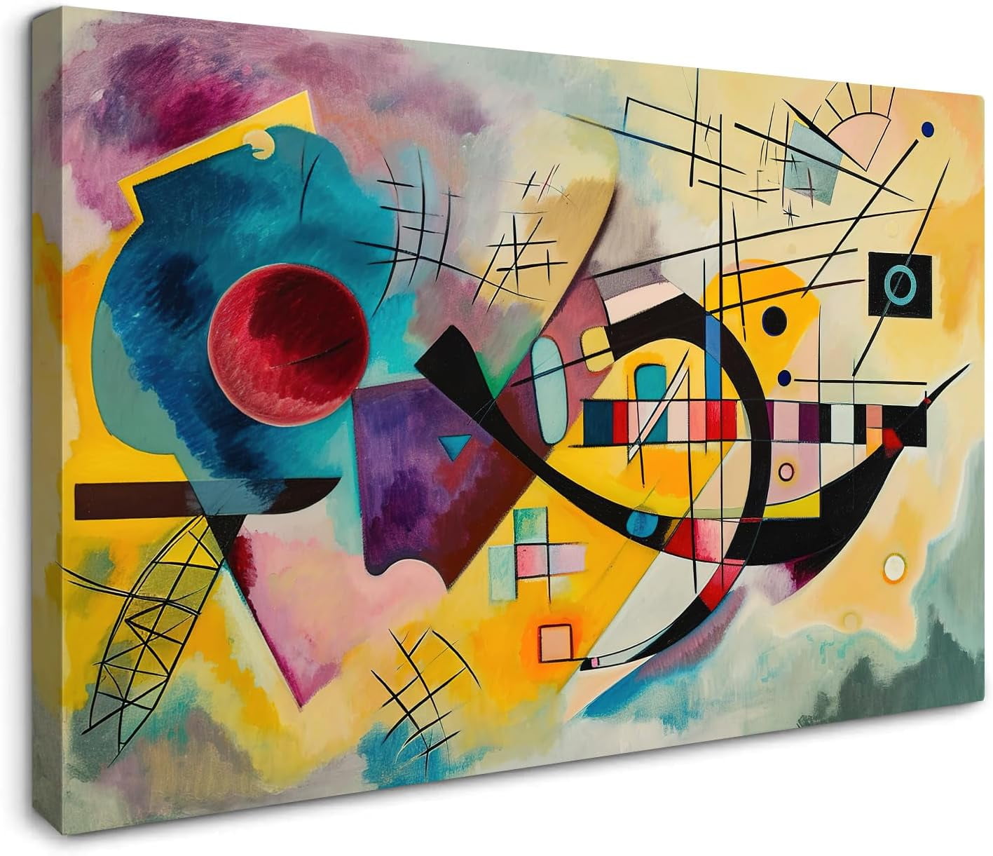 Aaheei Modern Abstract Expressionism Canvas Print Hand Painted Look Vibrant Wall Art Decor ...