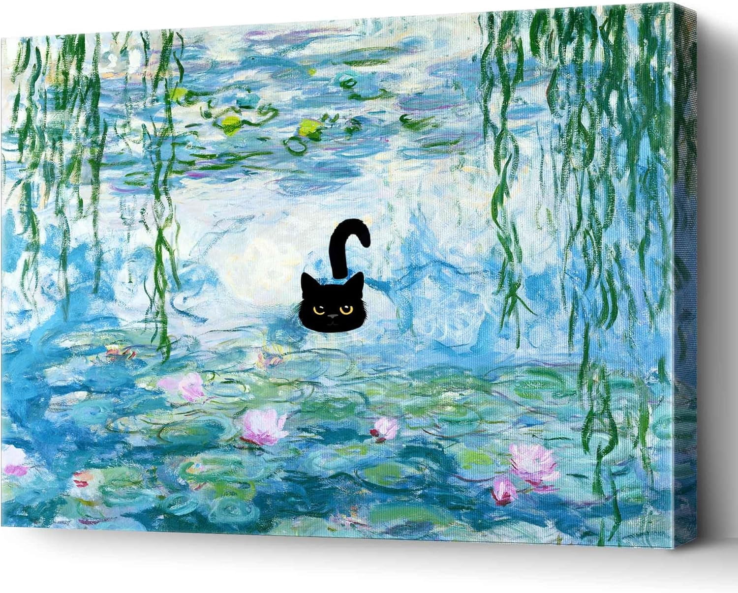 Aaheei Monet Black Cat Art Water Lilies Canvas Prints Wall Art by ...