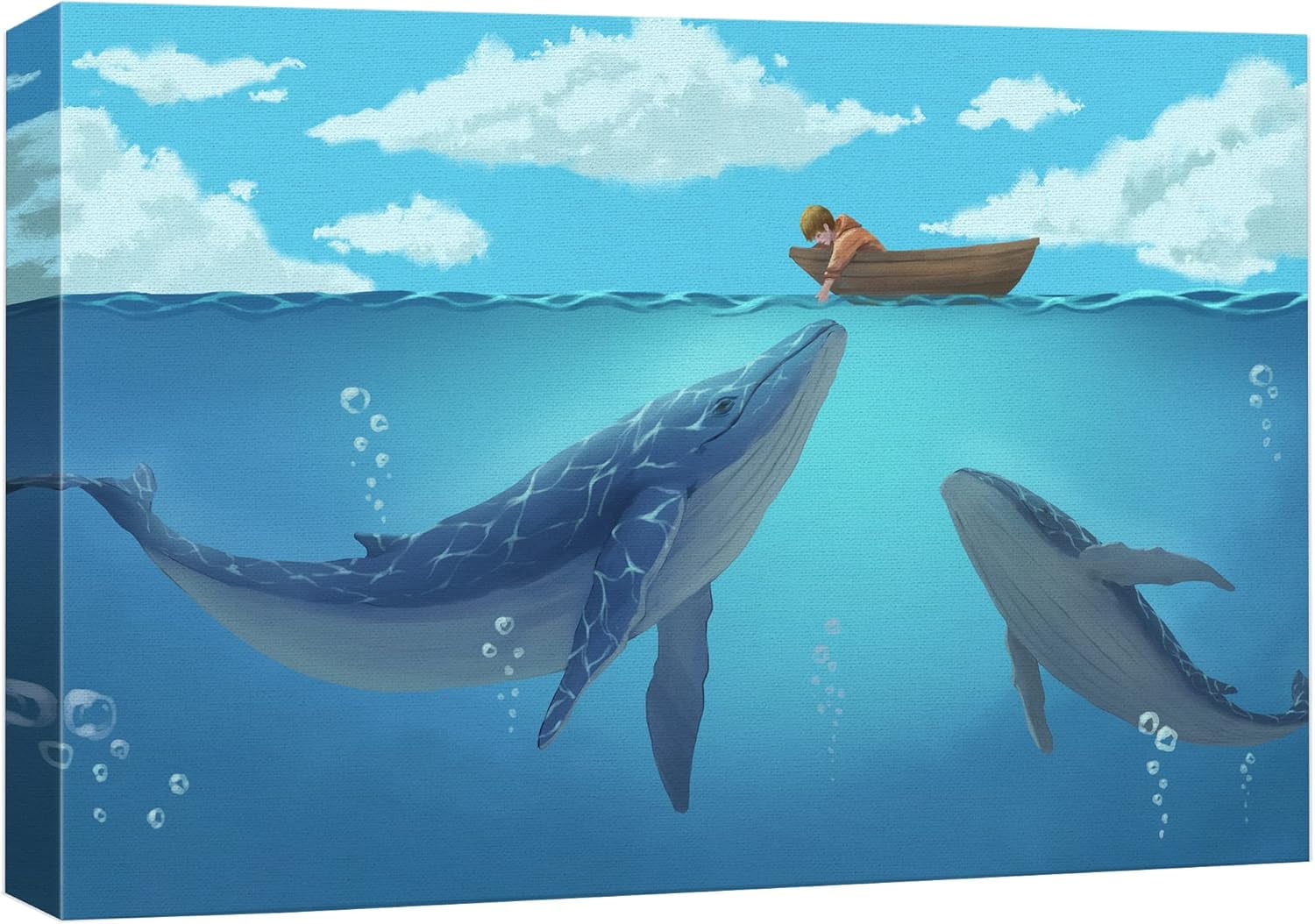 Aaheei Mystical Boy in The Boat on The Ocean with Blue Whales - Walmart.com