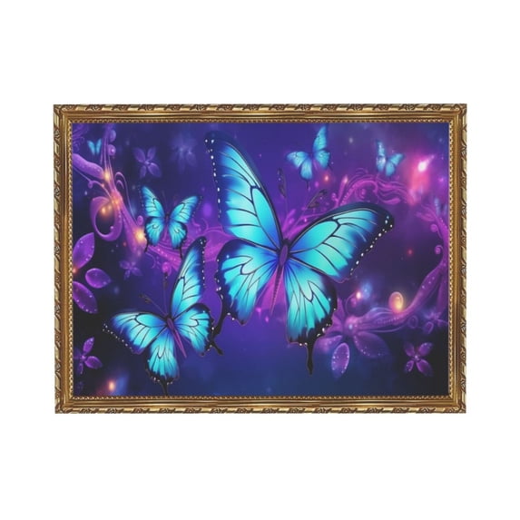 Aaheei – Neon Blue Butterfly Art (Gold Plastic Frame) | Enchanted Core ...