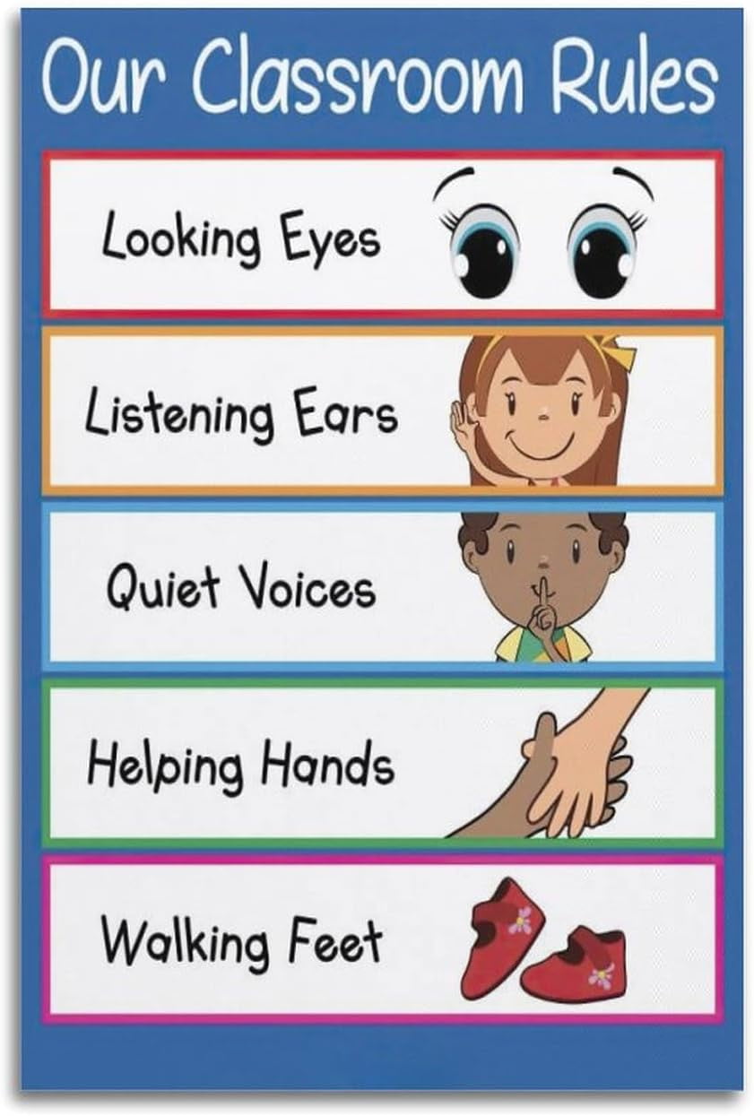 Aaheei Preschool Classroom Rules Poster Classroom Posters Painting ...