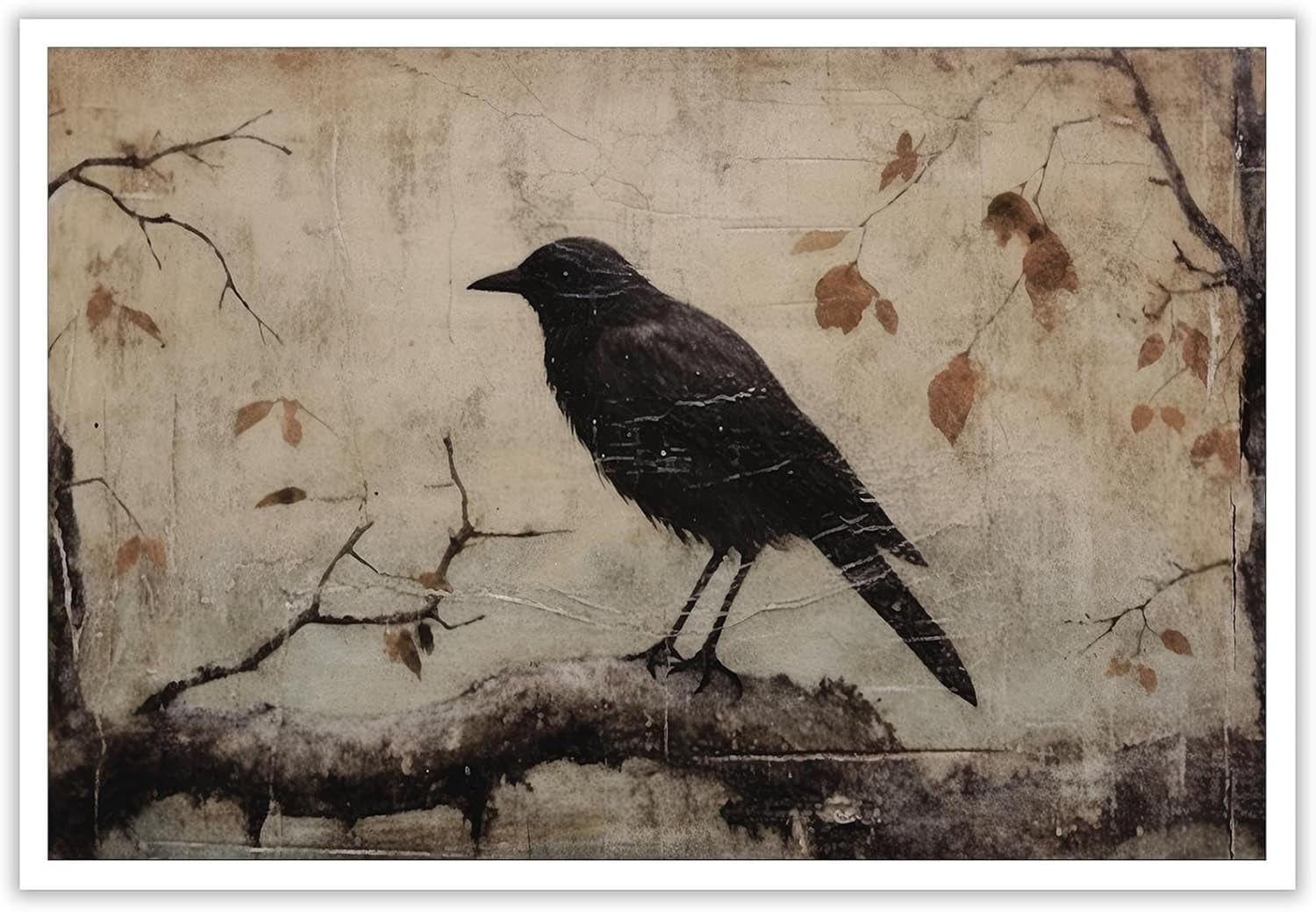 Aaheei Retro Canvas Wall Art - Moody Raven Witchy Art Poster, Creepy ...