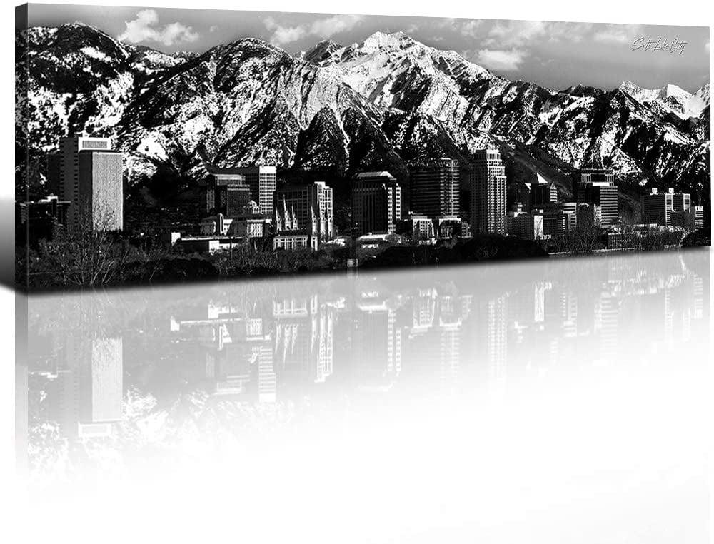 Aaheei Salt Lake City Wall Art Black and White Utah Decor Wasatch ...
