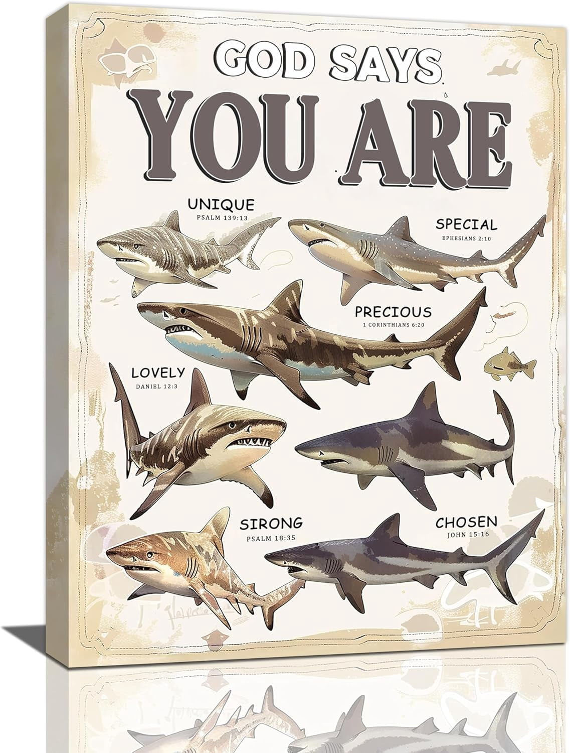 Aaheei Shark Wall Art God Says You Are Pictures Wall Decor Christian ...