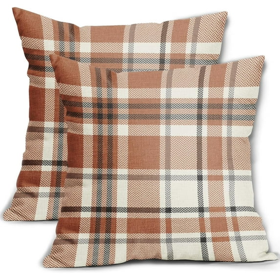 Aaheei – Terracotta Plaid Short Plush Pillow Covers (2-Pack) | Cozy ...