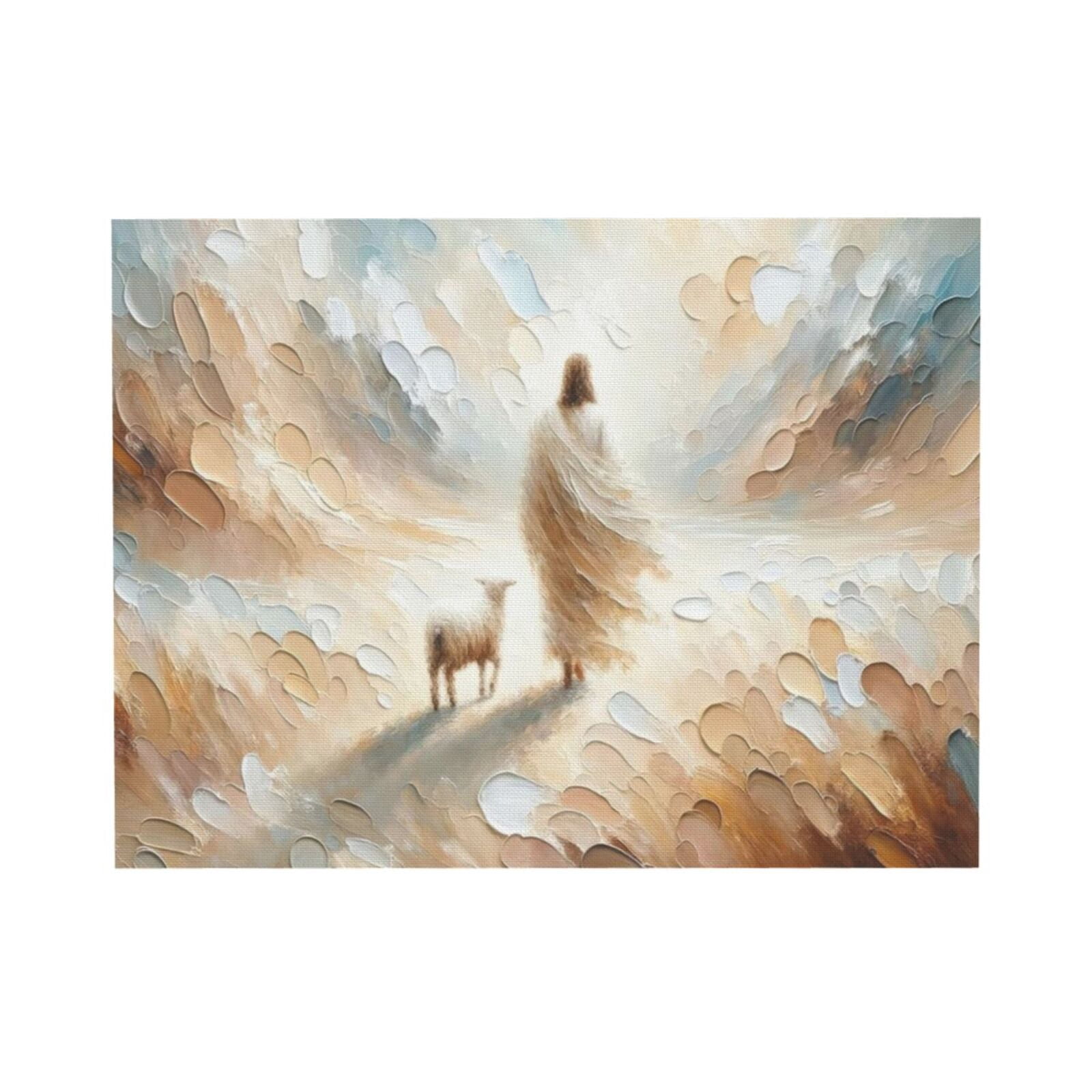 Aaheei Textured Devotional Art: Jesus and lamb in impressionistic scene ...
