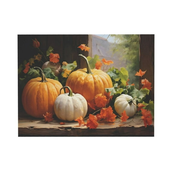 Aaheei Unframed Autumn Pumpkin Wall Art – Rustic Harvest Canvas Print ...