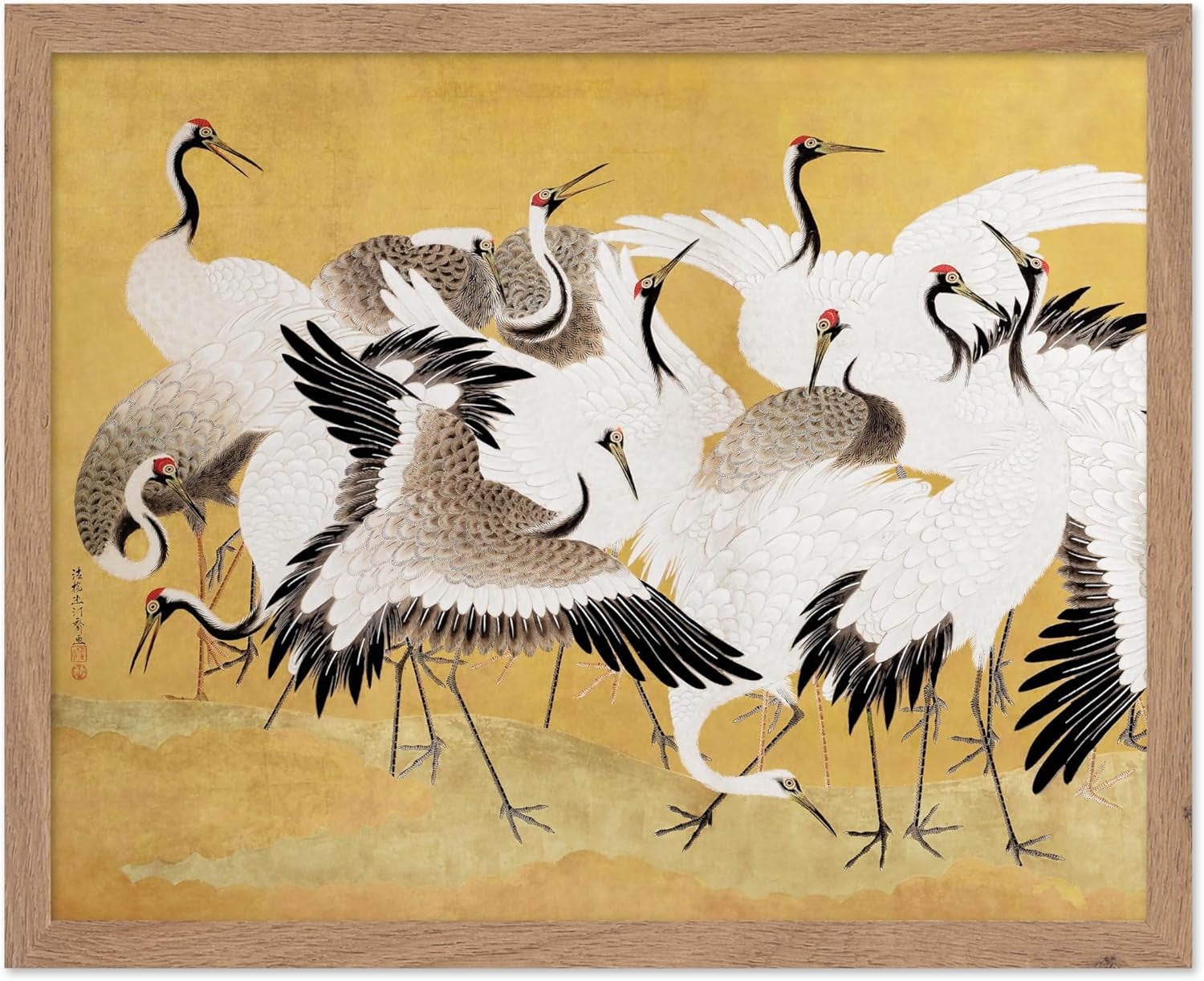 Aaheei Vintage Crane Poster - Retro Flock of Cranes Print - Japanese ...