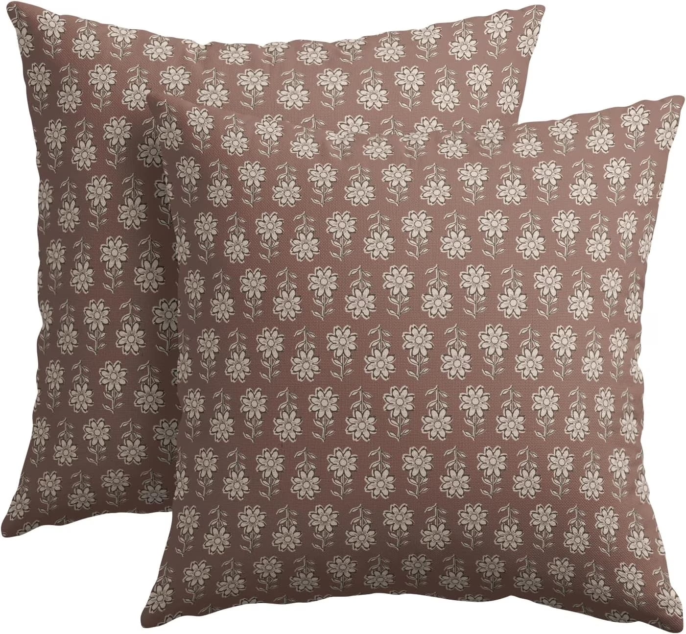 Aaheei – Vintage Floral Pillow Cover Set (2-Pack) – Faux Linen Fabric ...