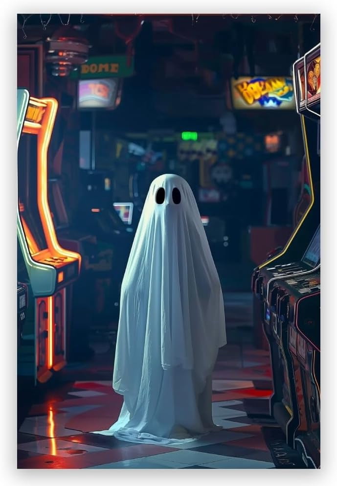 Aaheei Vintage Halloween Wall Decor Funny Ghost Face Arcade Poster ...