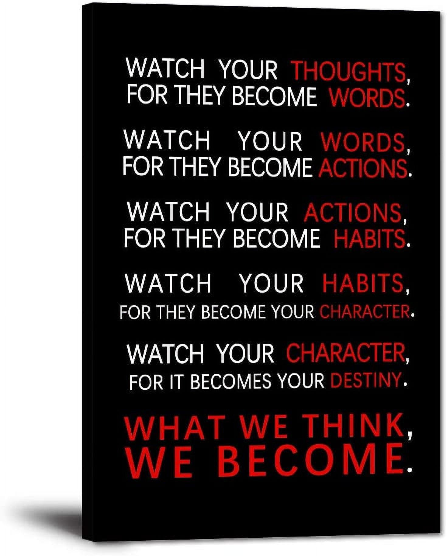 Aaheei Watch Your Thoughts Motivational Wall Art Inspirational Canvas ...